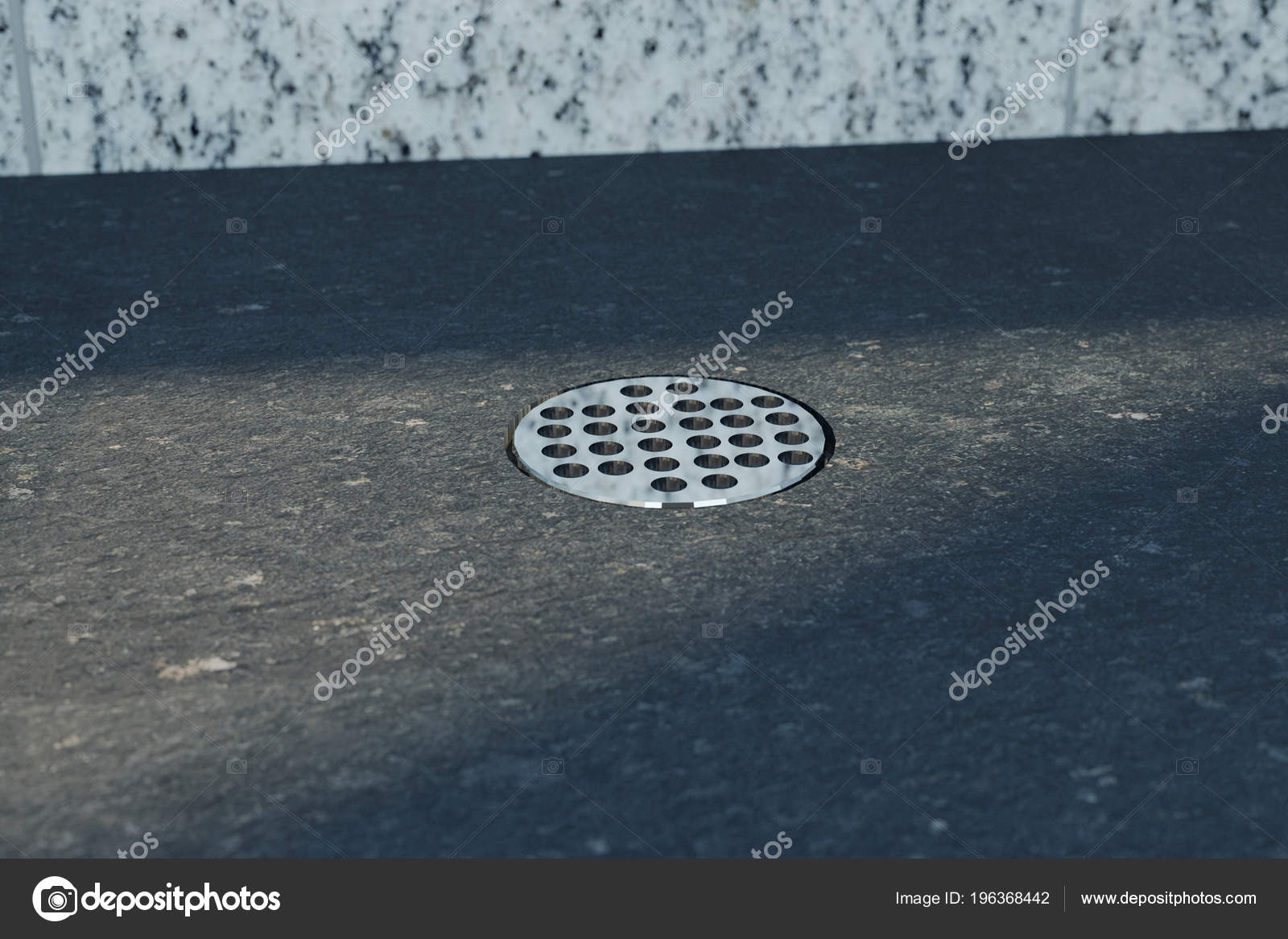 Rendering Metal Gutter Natural Stone Floor Evening Sunshine Stock Photo ...