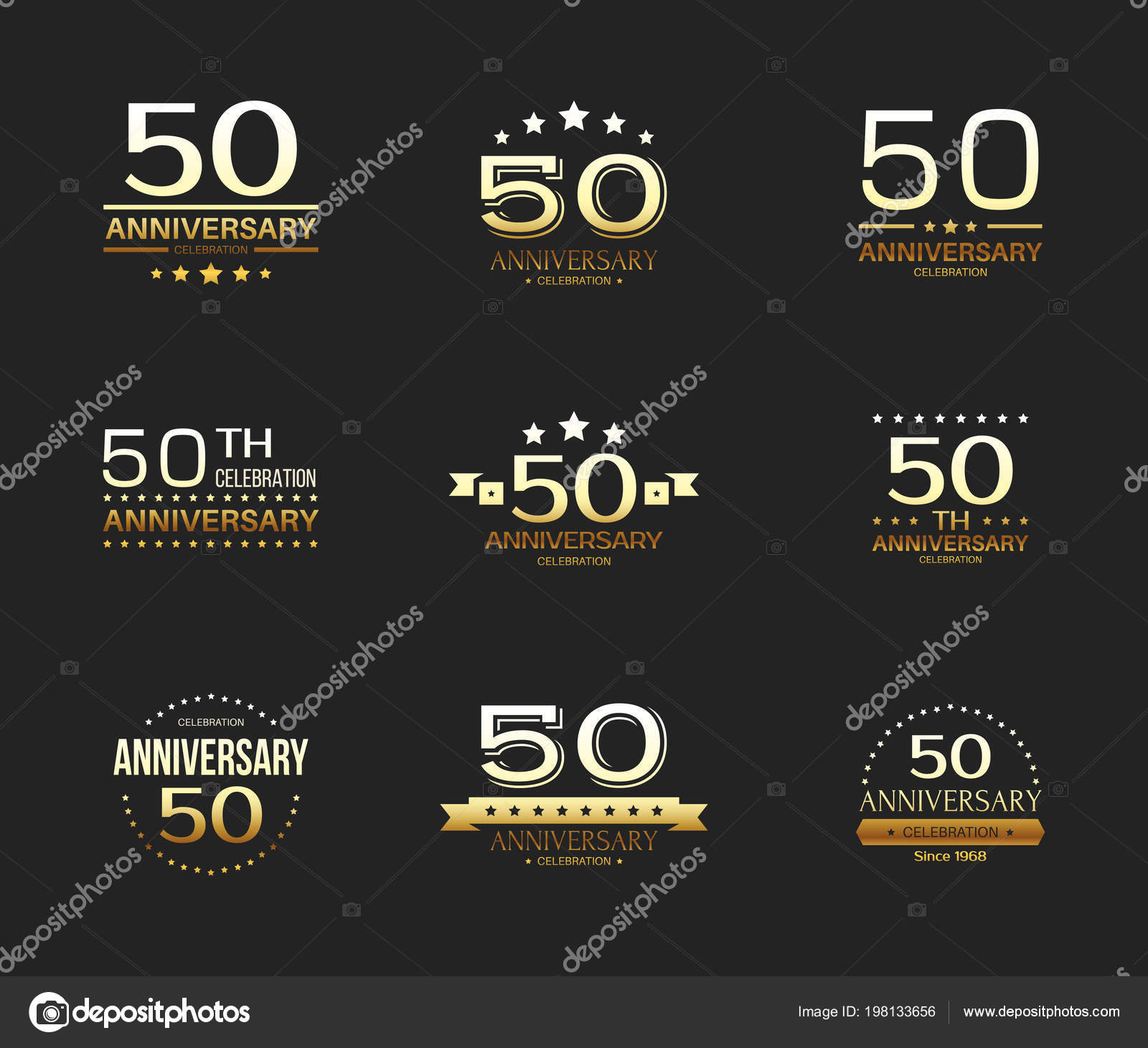 50Th Anniversary Celebration Logo Set Year Jubilee Banner Stock Vector ...