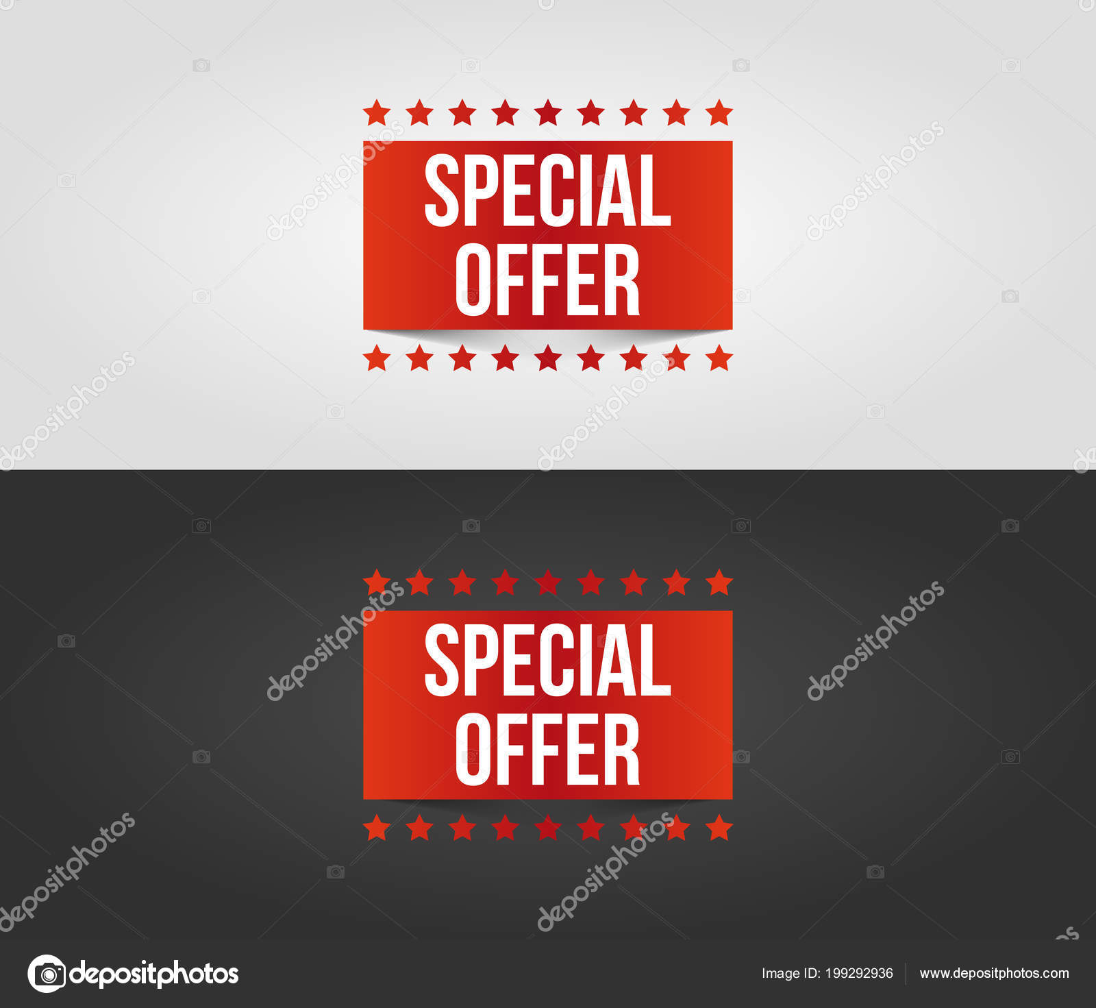Red Special Offer Banner Shadow White Dark Background Vector ...