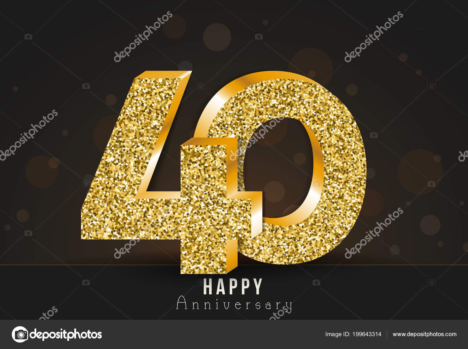 Year Happy Anniversary Banner 40Th Anniversary Gold Logo Dark ...