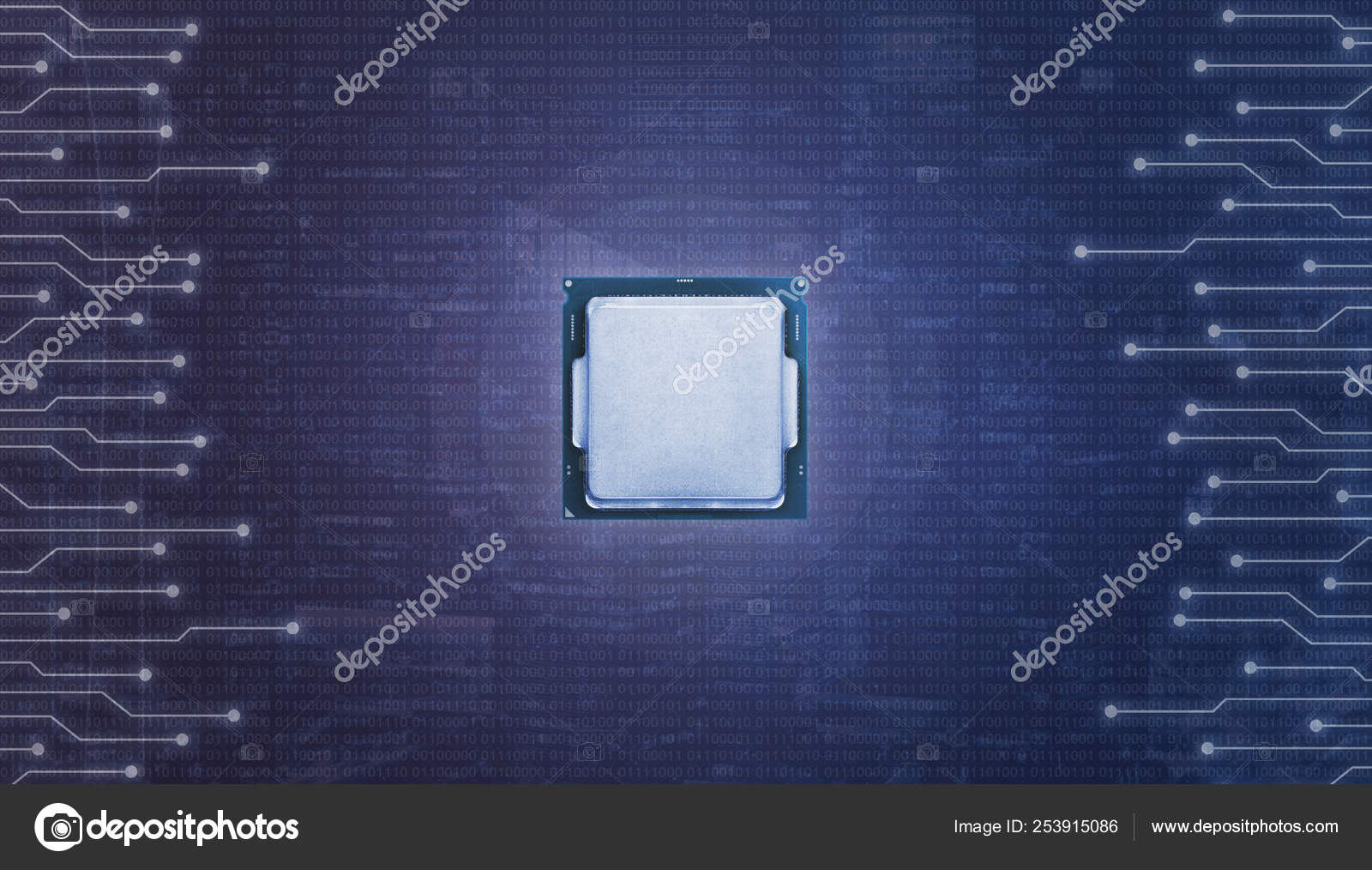 Central Chip Surrounded Microelectronic Circuits Binary Code Stock ...