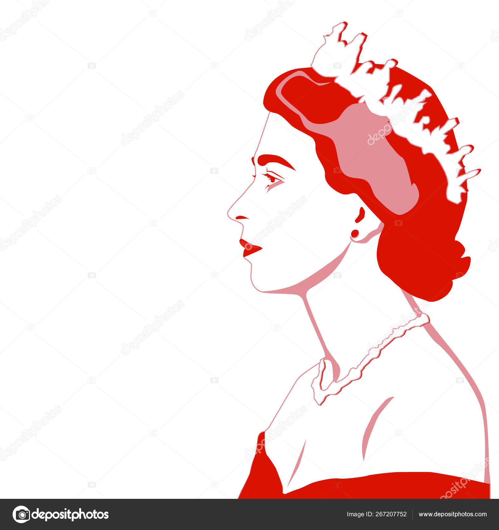 May, 2019, London, UK: Vector illustration, portrait of Queen Elizabeth ...