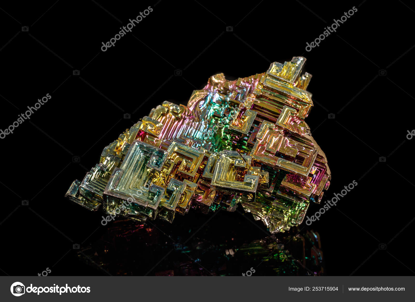 Macro of the stone bismuth mineral on a black background — Stock Photo ...