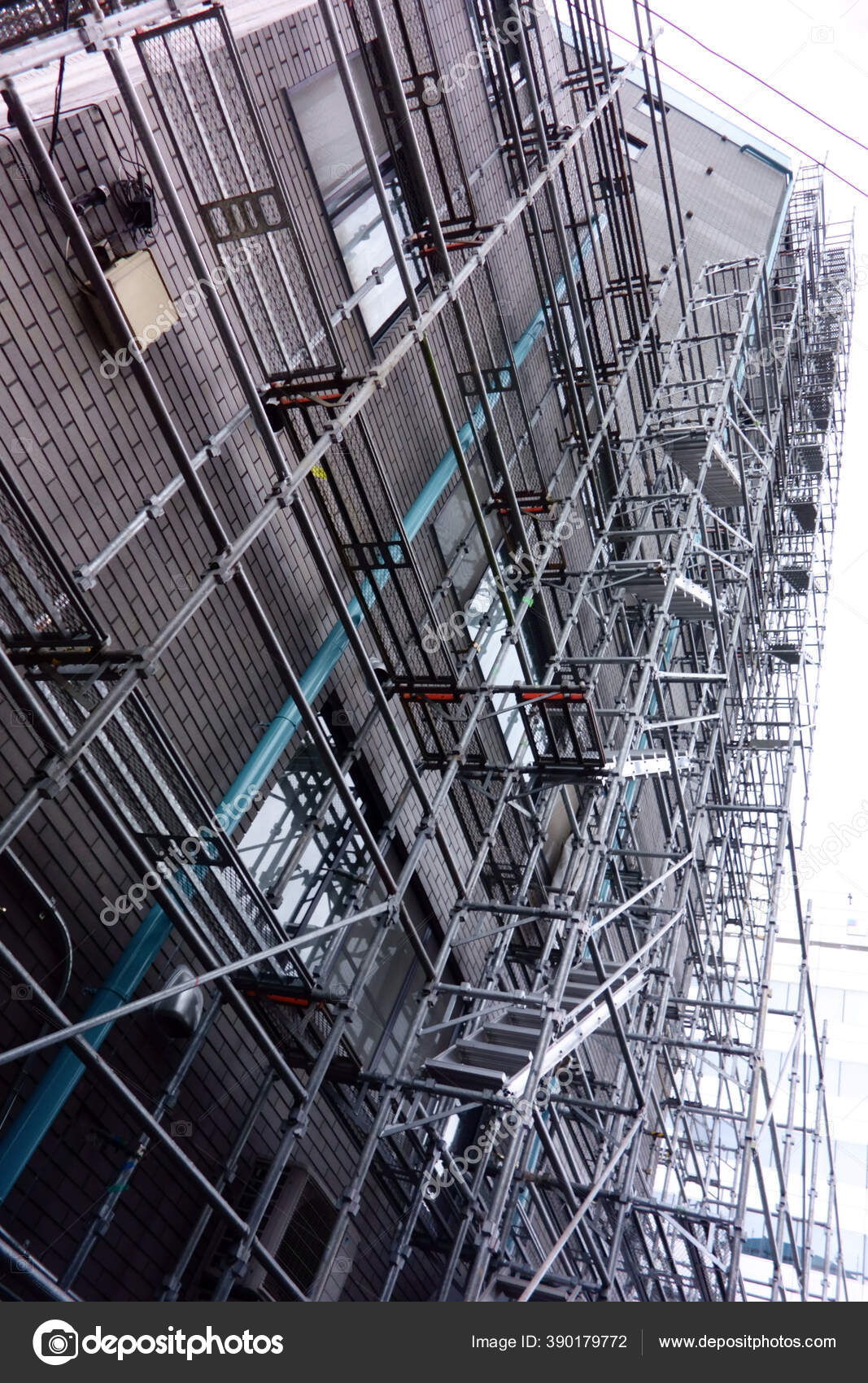 Building Scaffolding Demolition Renovation Repair Work — Stock Photo ...