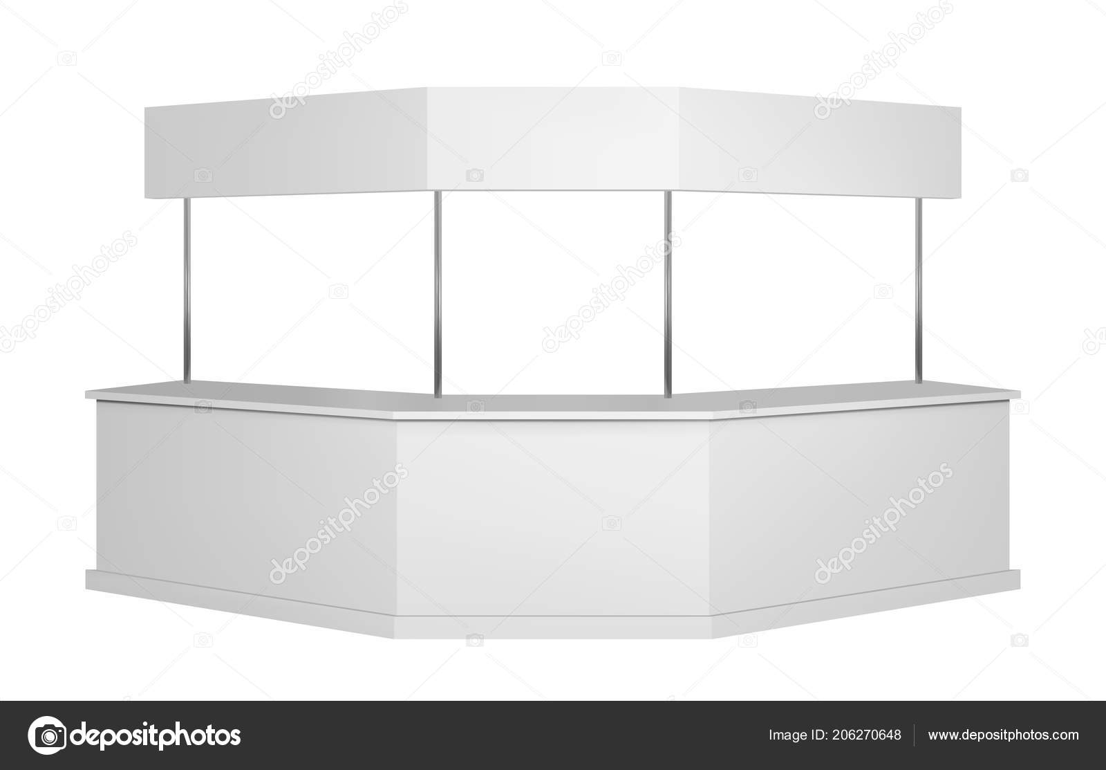 Long promotion counter mockup. Isolated vector retail trade stand ...