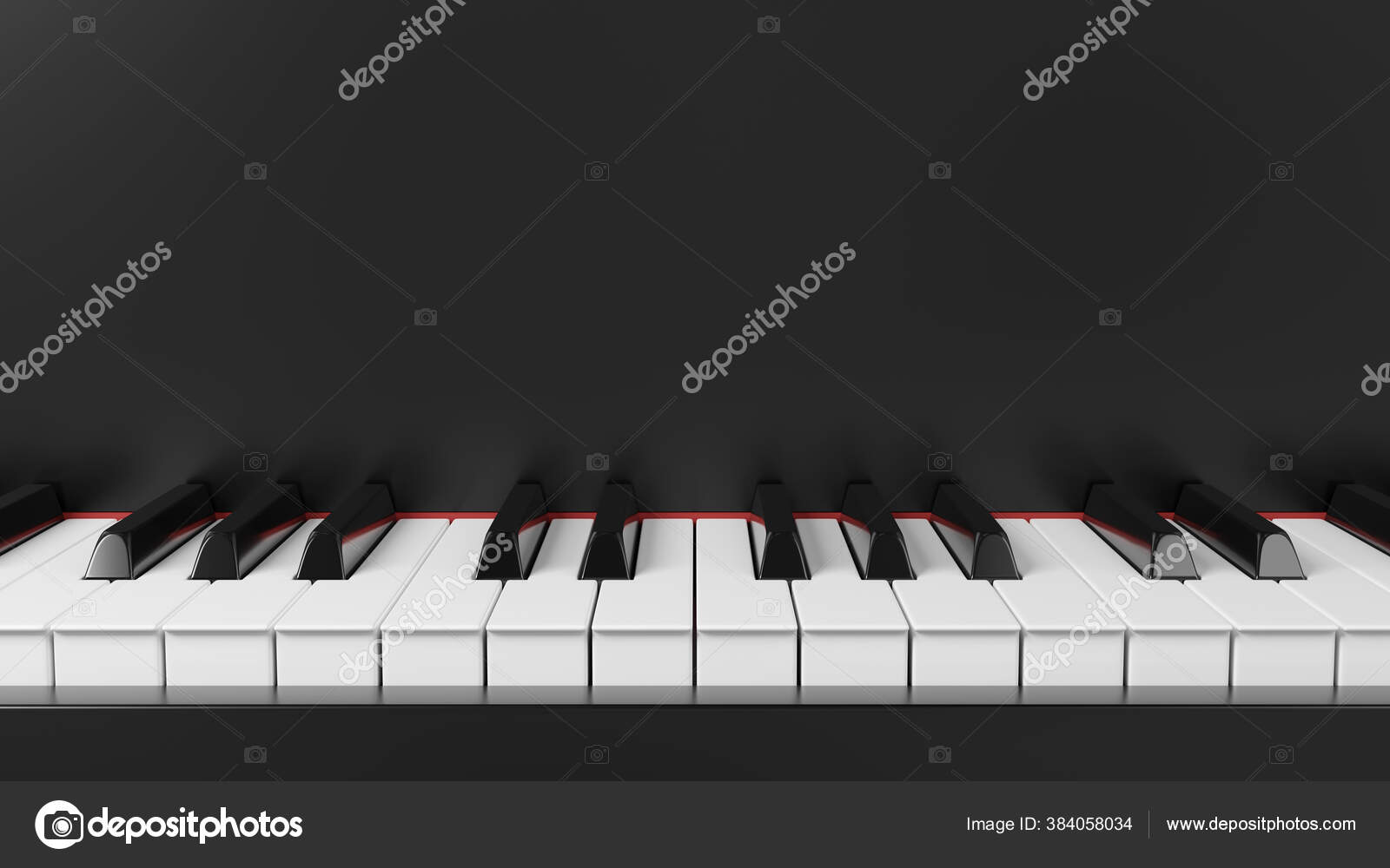 Front view grand piano keyboard. Background for music events banners ...