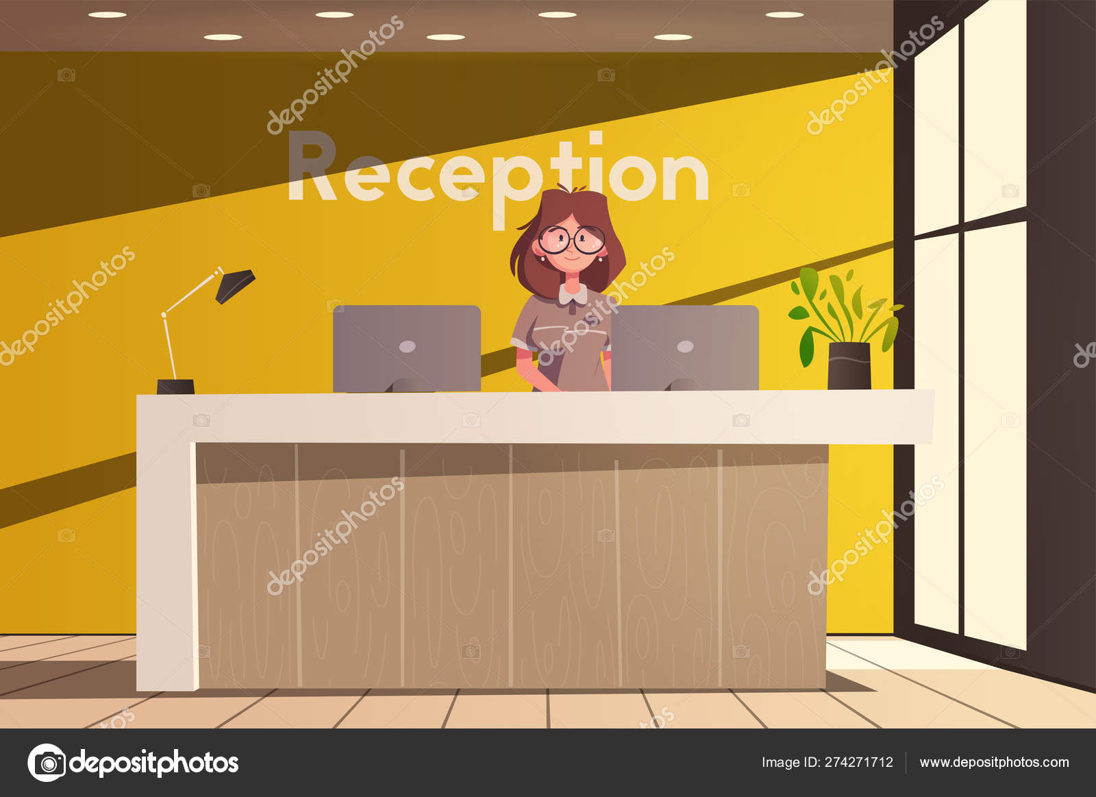 Hotel Front Desk Cartoon