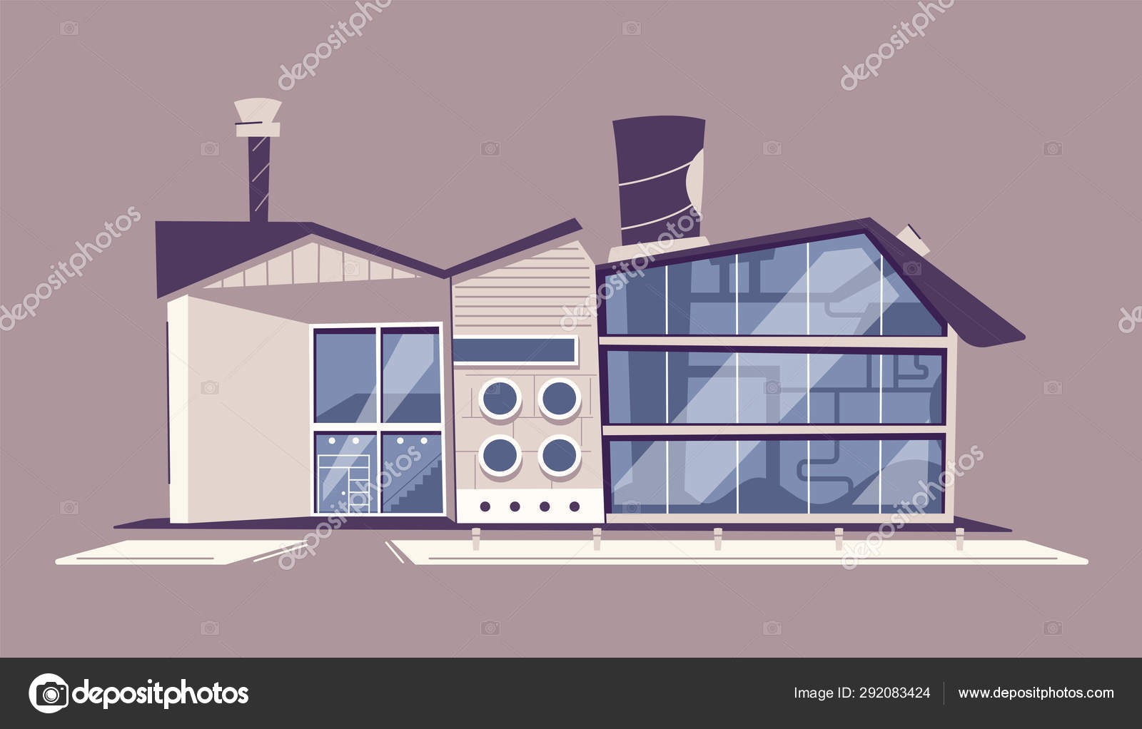 Edificio De Fábrica De Dibujos Animados