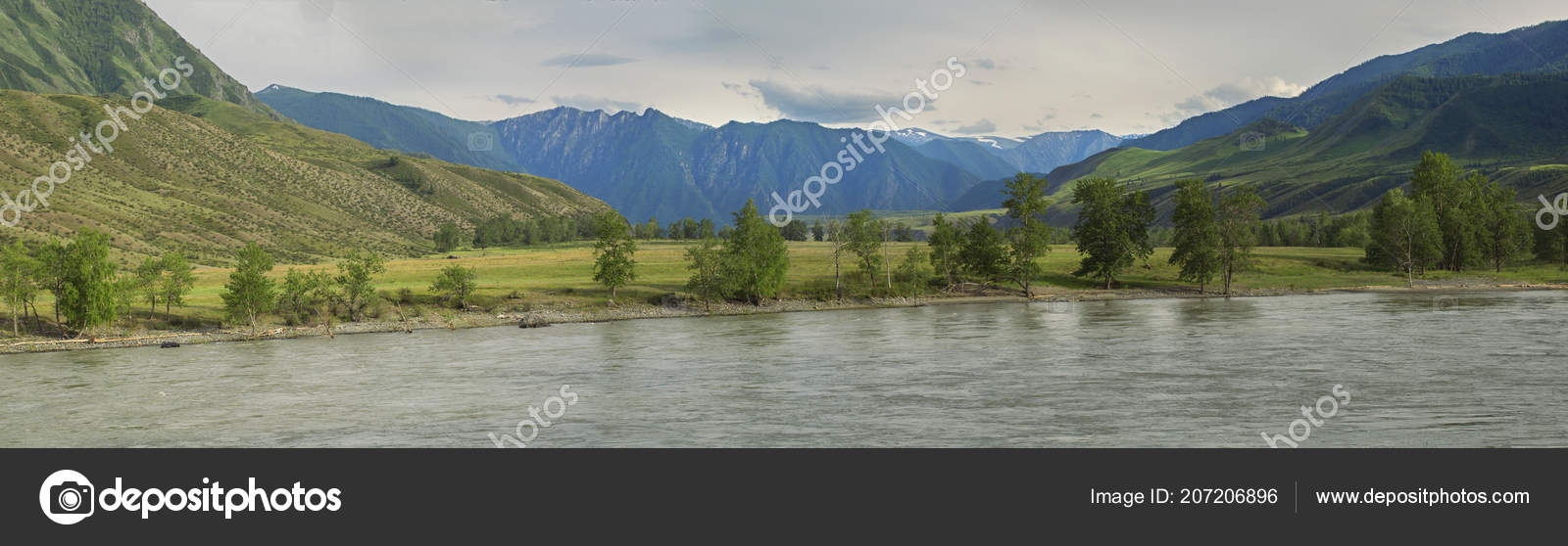 Wide Panorama Fast River Mountains — Stock Photo © TheFarAwayKingdom ...
