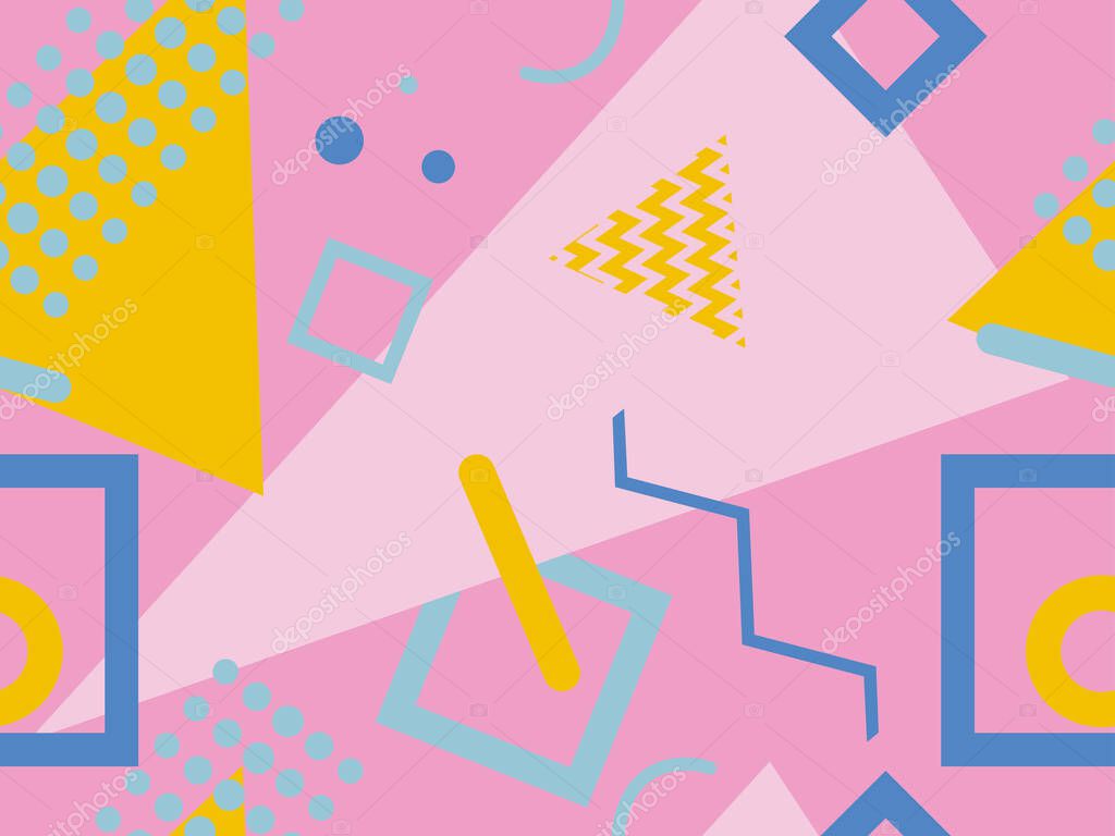 Patr n sin costuras de Memphis con formas geom tricas en el estilo de los a os 80. Tri ngulos ...