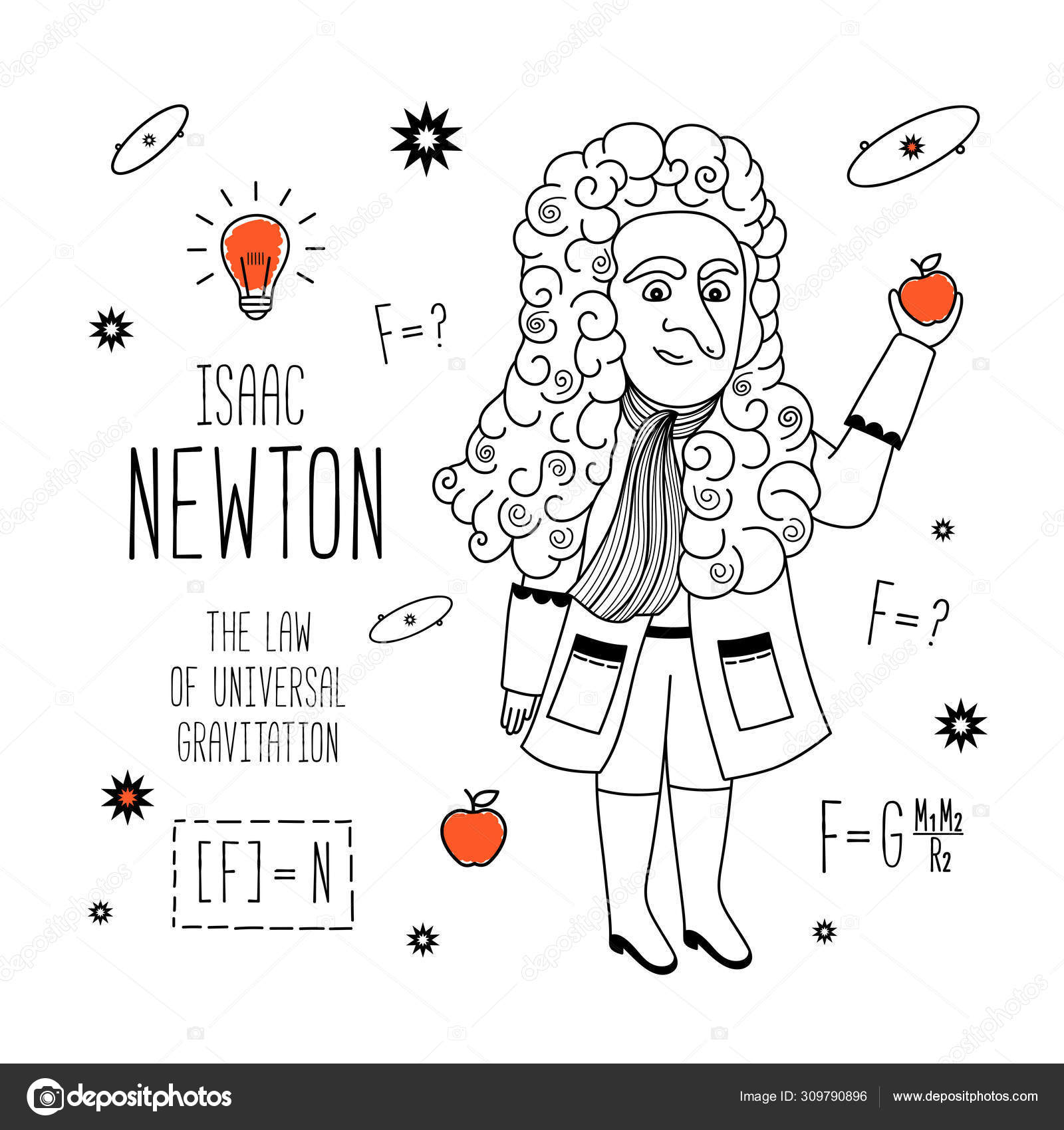 Isaac Newton. Vector illustration. Stock Vector Image by ©katty-bel ...