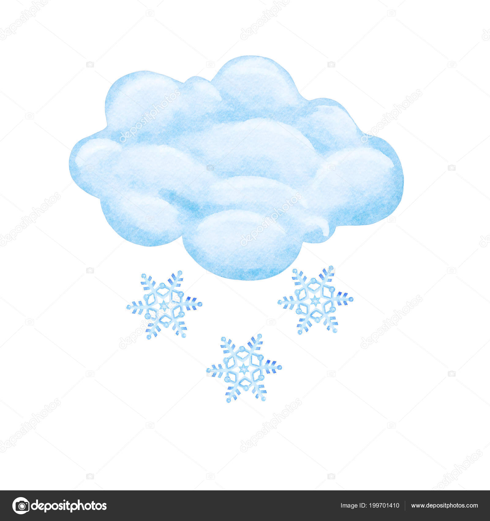 Watercolor Snowy Weather Symbol Illustration Stock Illustration by ...