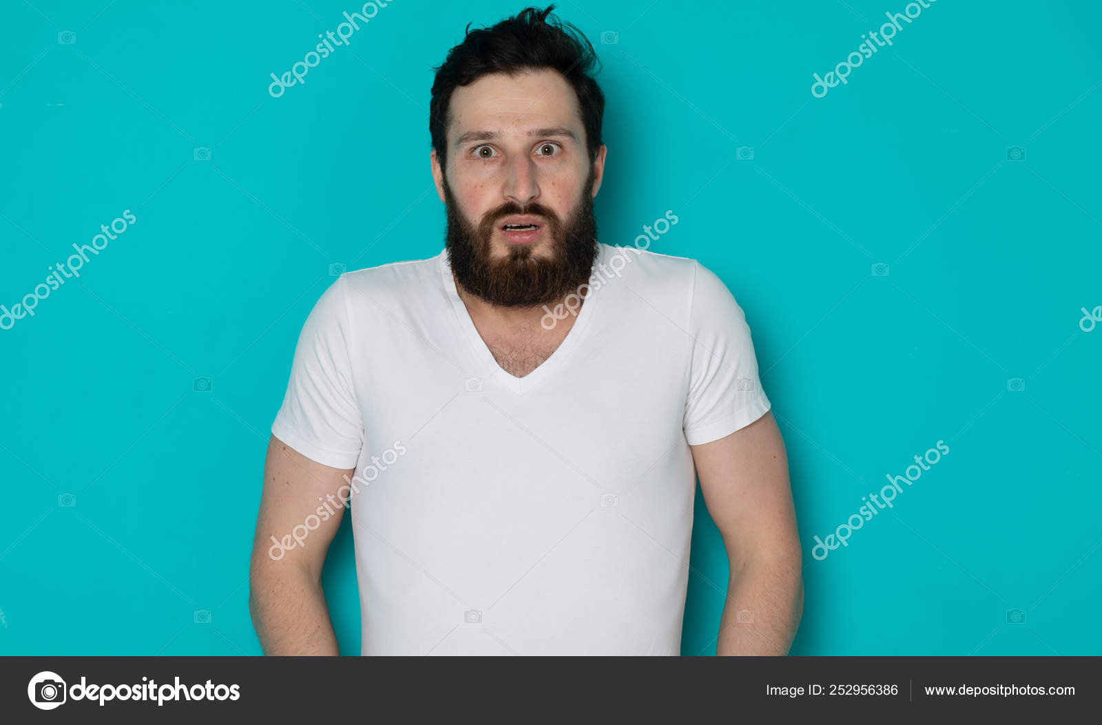 Utter Indignation Young Shoked Bearded Man Dumbstruck Someones ...