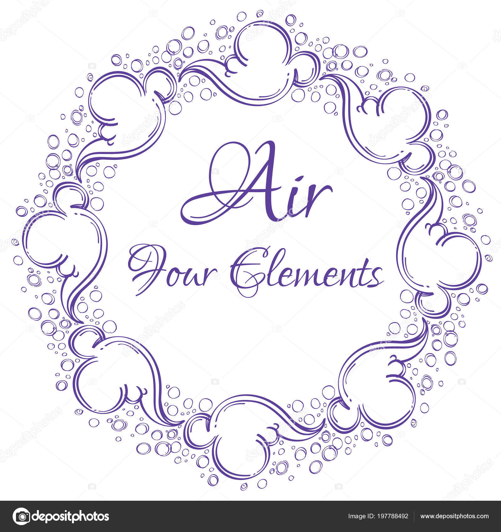 Air Four Elements Beautiful Frame Isolated White Background Vector ...