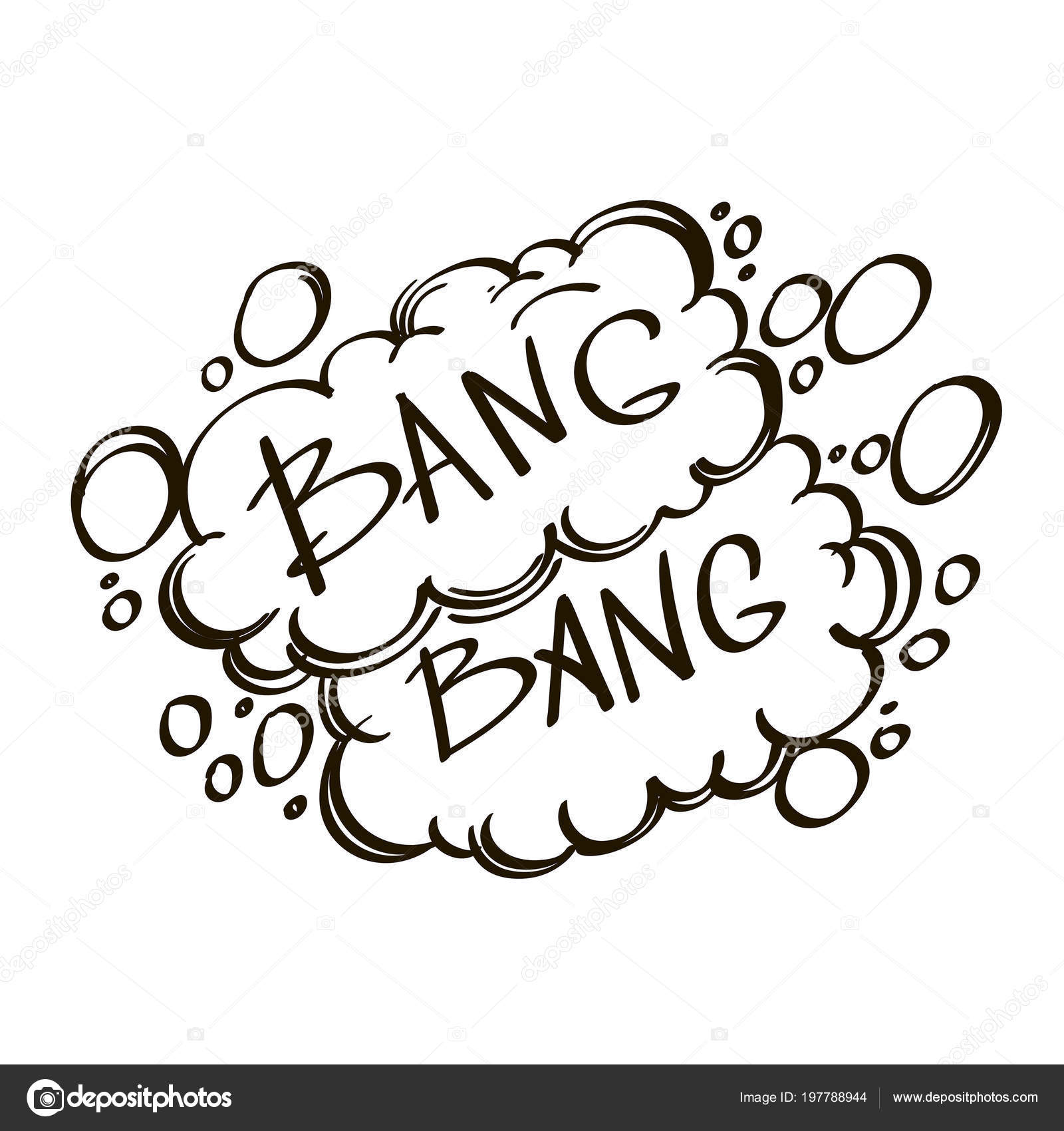Hand Drawn Speech Bubble Inscription Bang Bang Vector Illustration ...