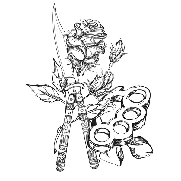 Rose and dagger Vector Art Stock Images | Depositphotos