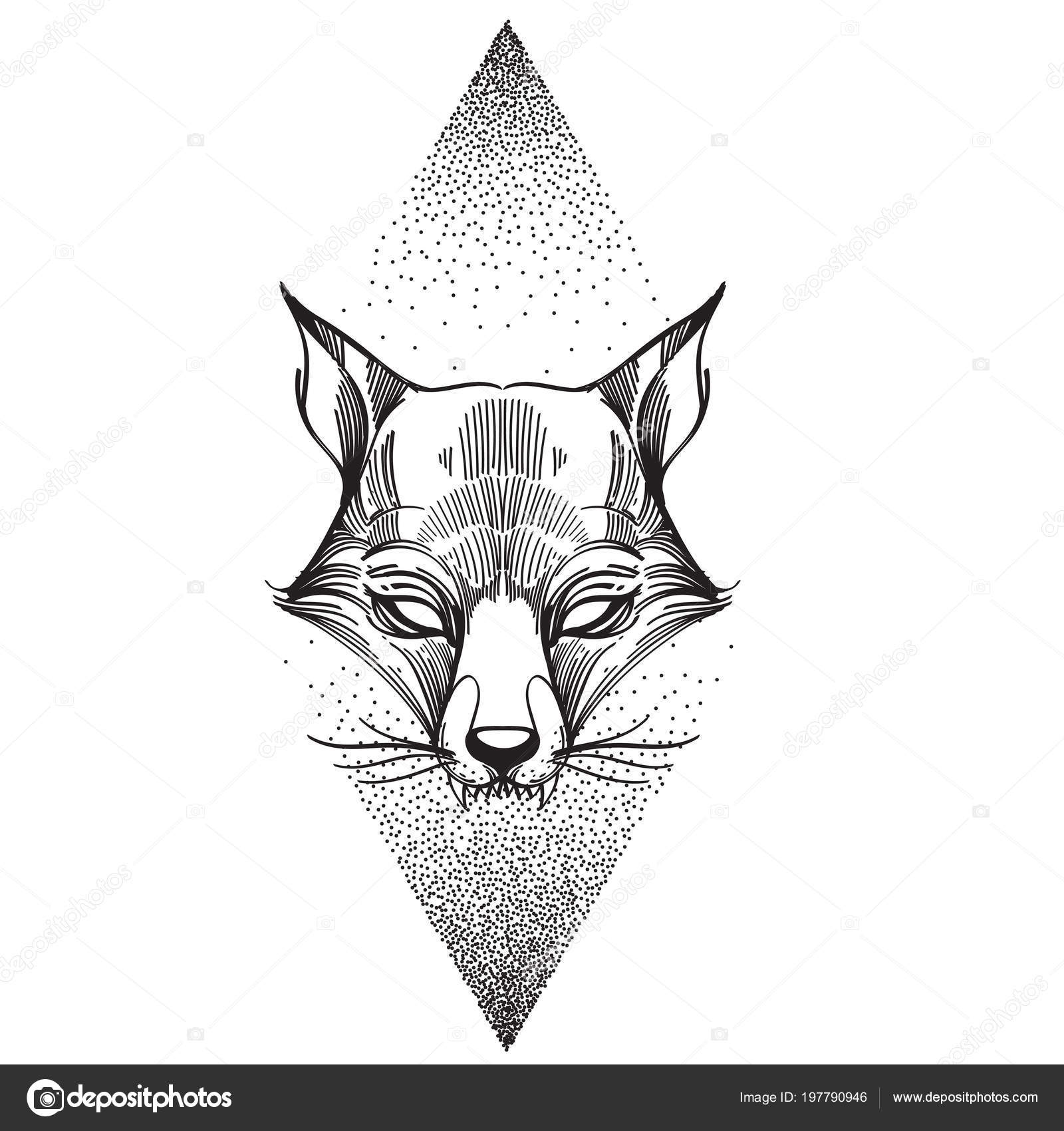 Fox Logo Totem Contour Drawing Shirt Design White Background Stock ...