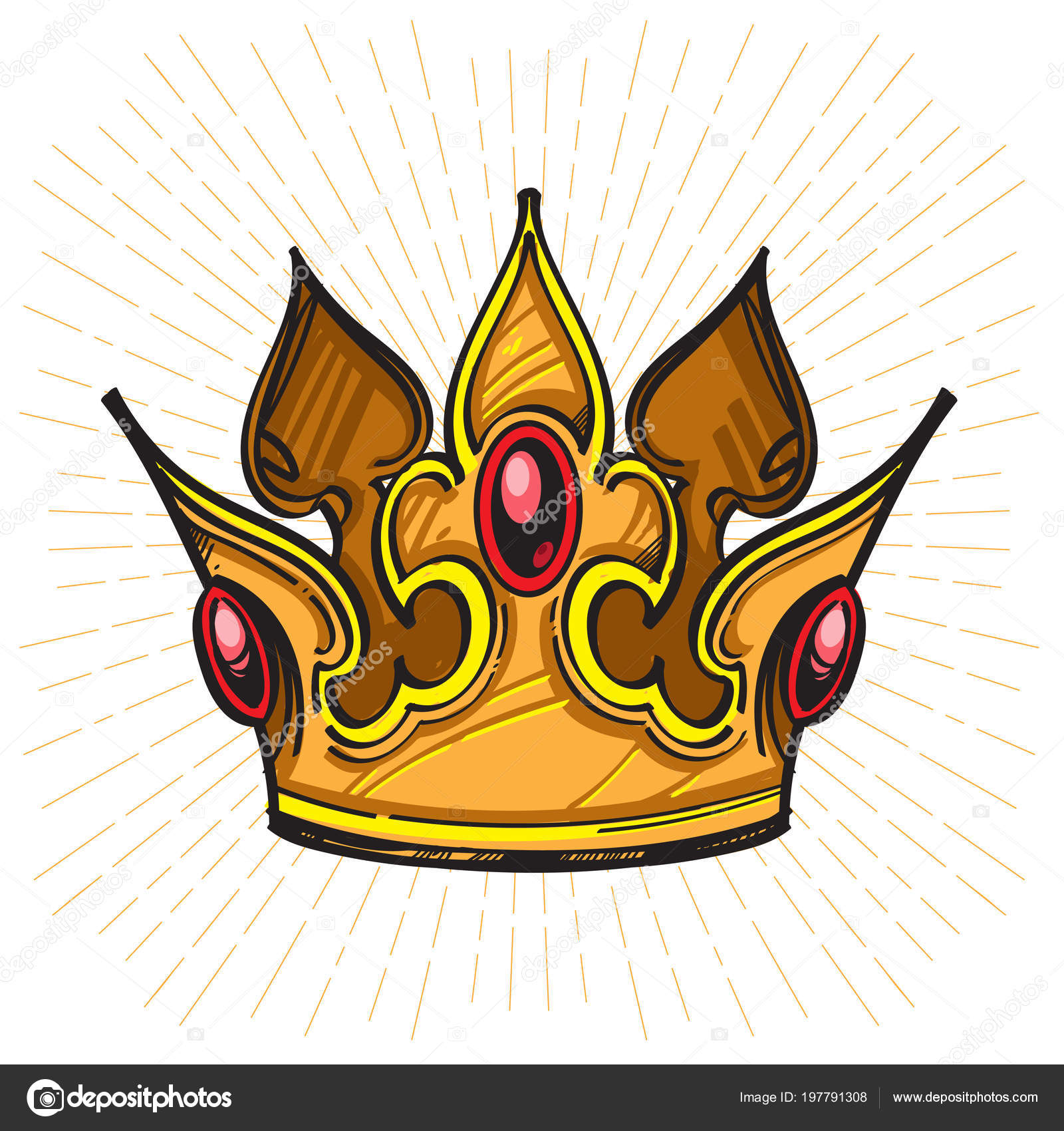 Gold Crown Red Stones Isolated White Background Stock Vector Image by ...
