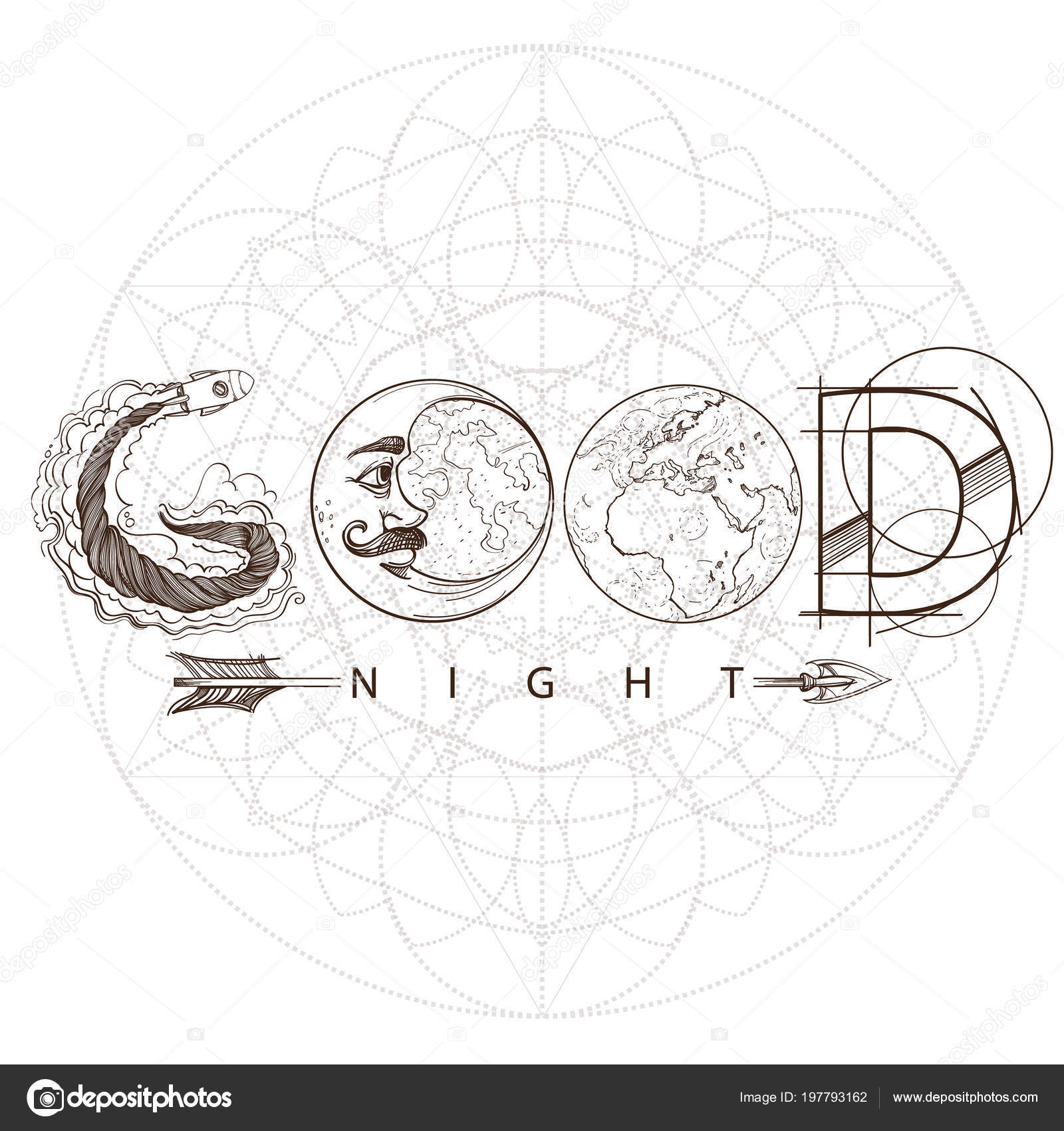 Vector Text Good Night Moon Stars Stock Vector Image by ©filkusto ...
