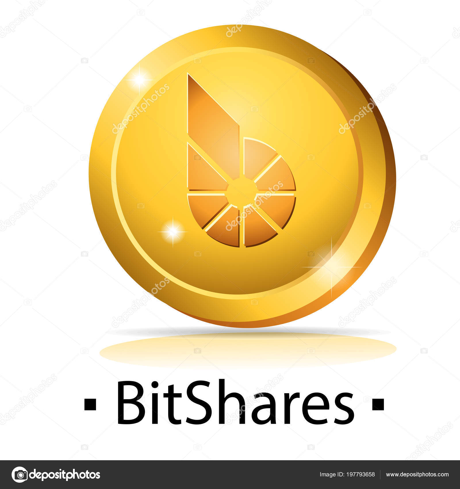 Bitshares Gold Coin Cryptocurrency Logo Vector Illustration Isolated White Background Stock ...