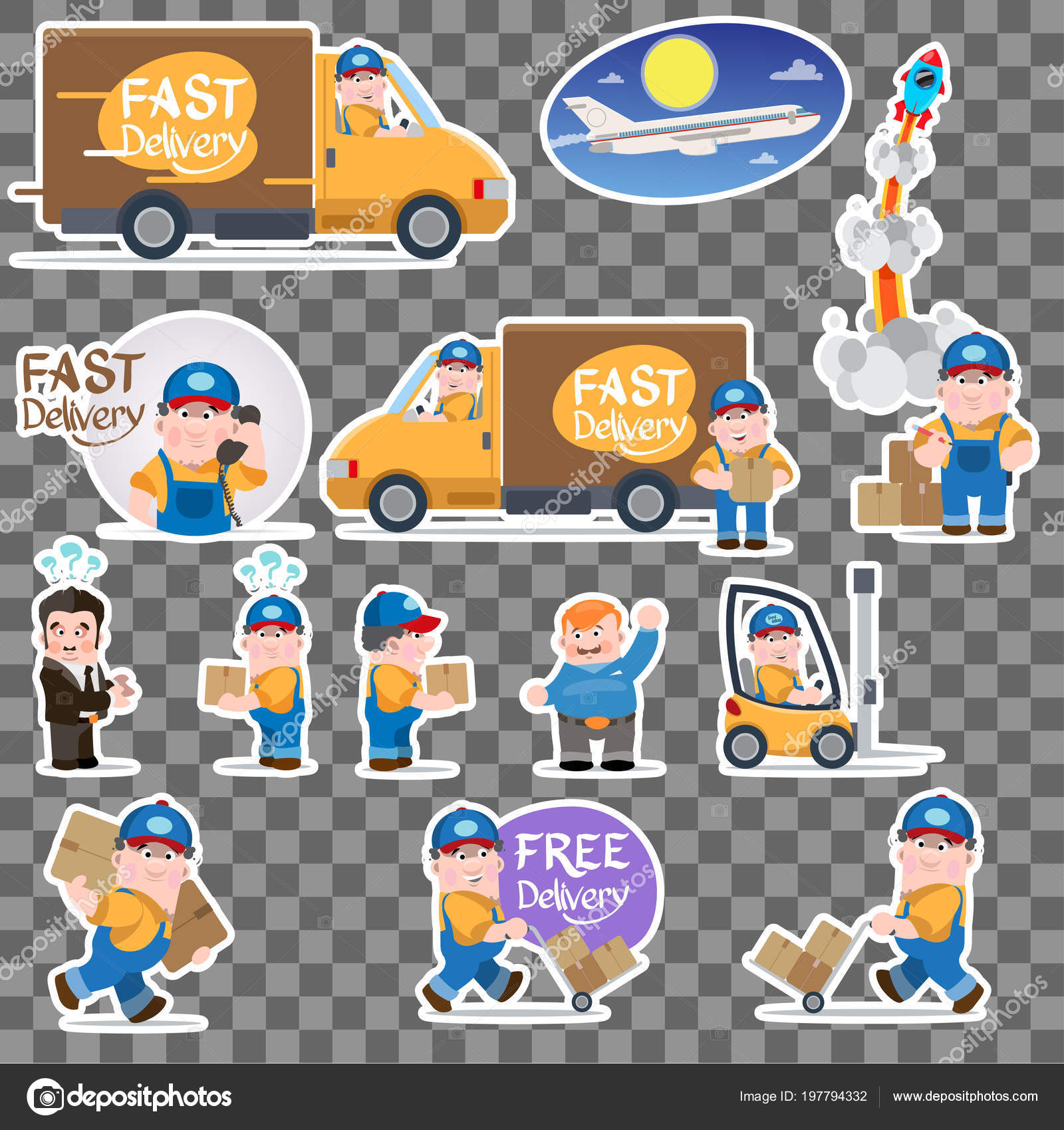 Set Fast Delivery Sticker Set Car Scooter Truck Rocket Customer Stock ...
