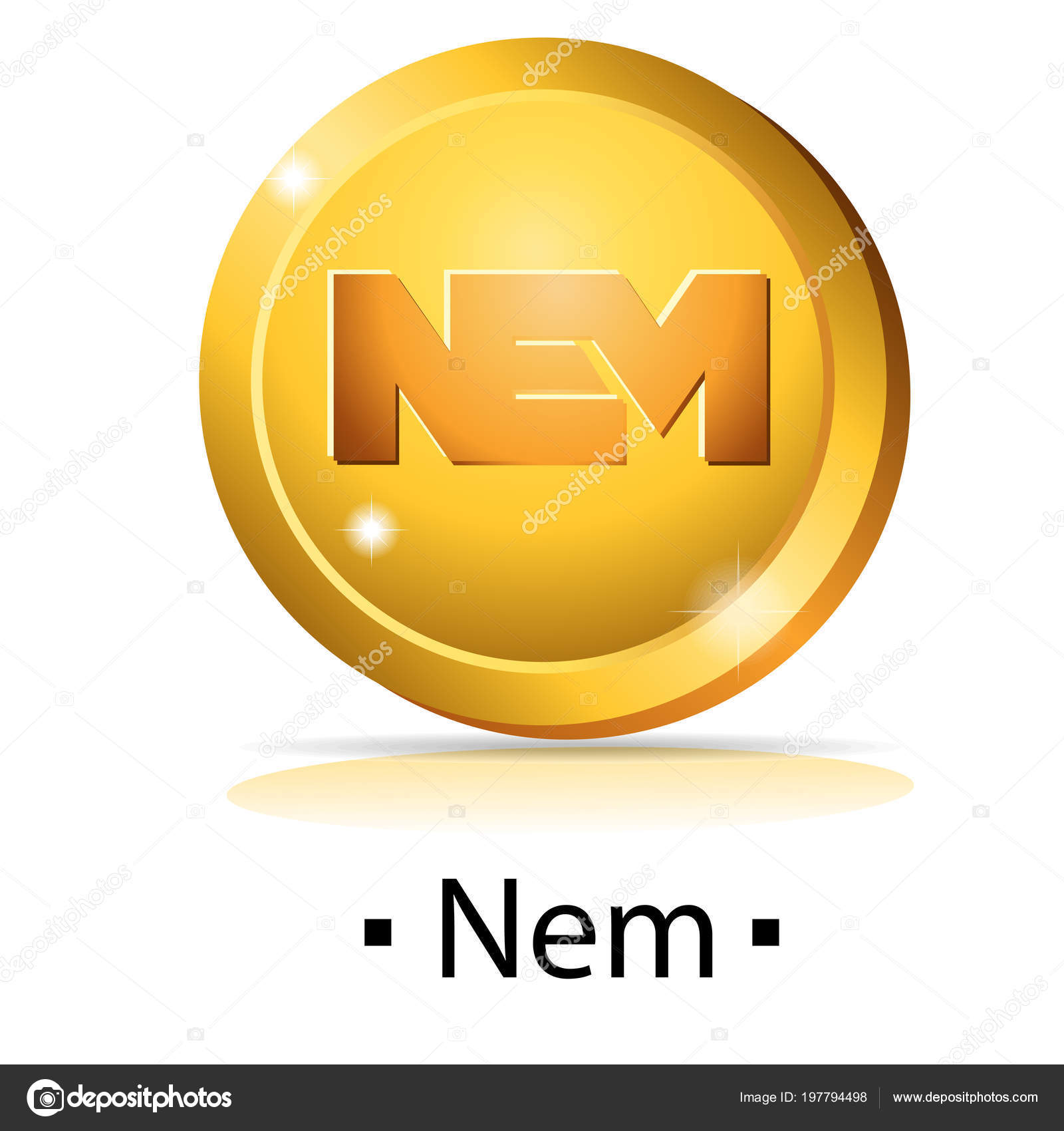 Nem Gold Coin Cryptocurrency Logo Vector Illustration Isolated White ...