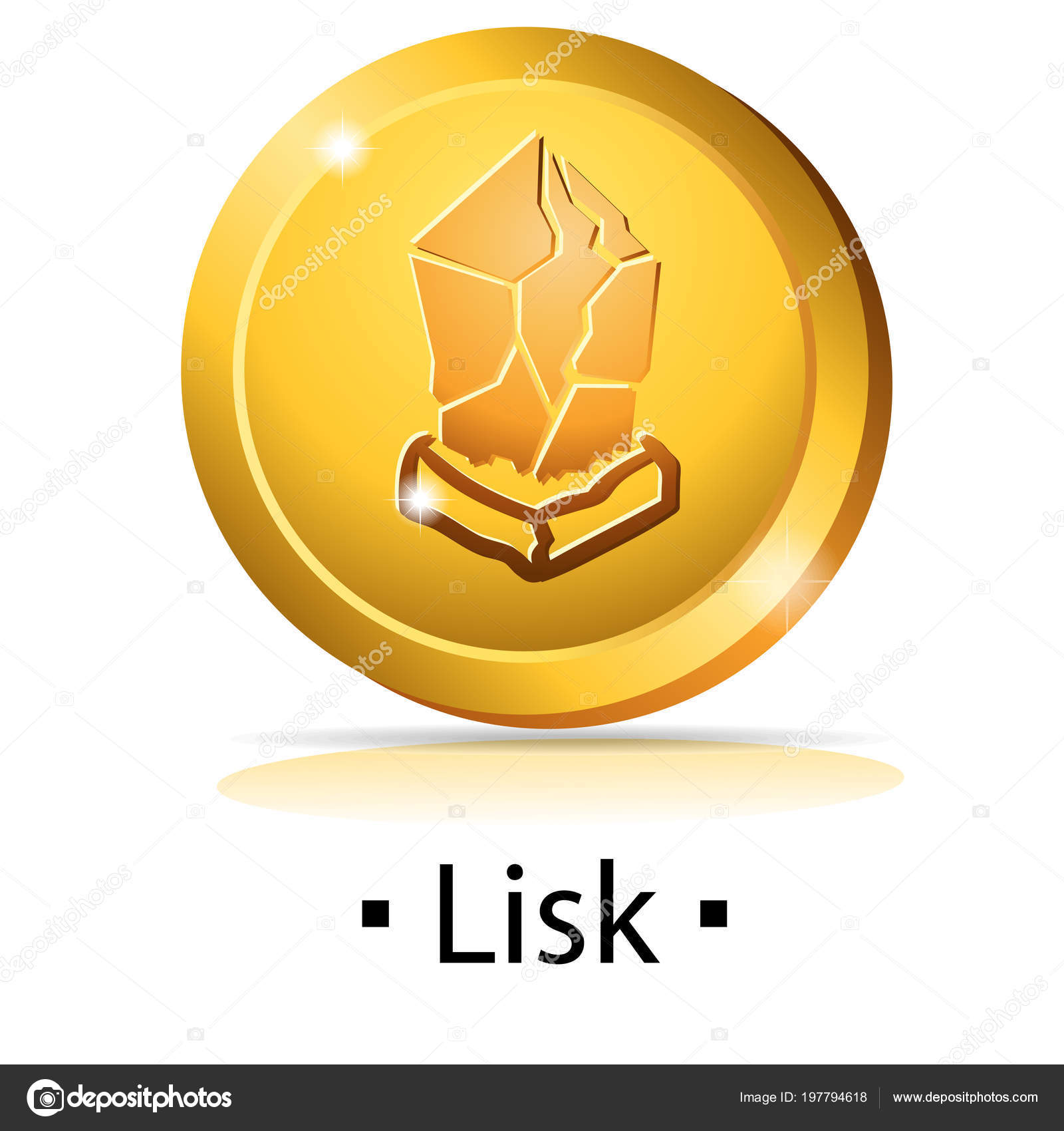 Lisk Moneda Oro Con Logotipo Criptomoneda Ilustración Vectorial Aislada ...