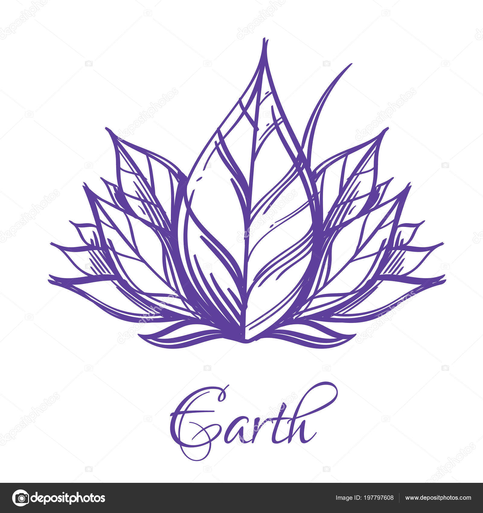 Outline Earth Element Isolated White Background Stock Vector Image by ...