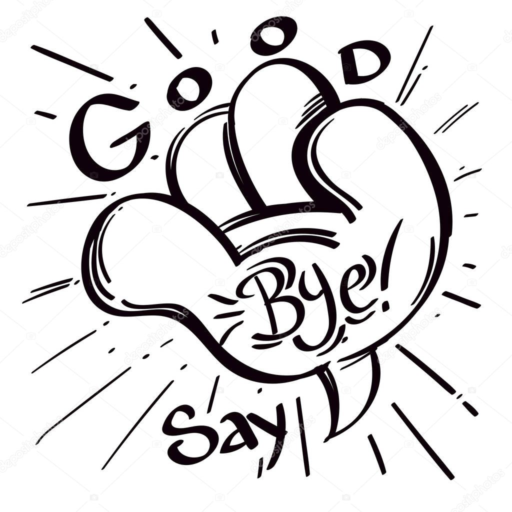 Adiós Por Favor Mano Dibujos Animados Con Cuatro Dedos Ilustración ...