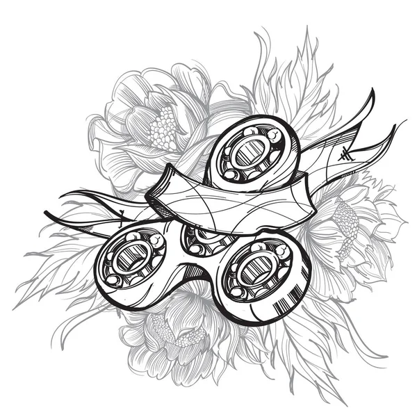 Hand Drawn Monochrome Spinner Sketch Tattoo Stock Vector by ©filkusto ...