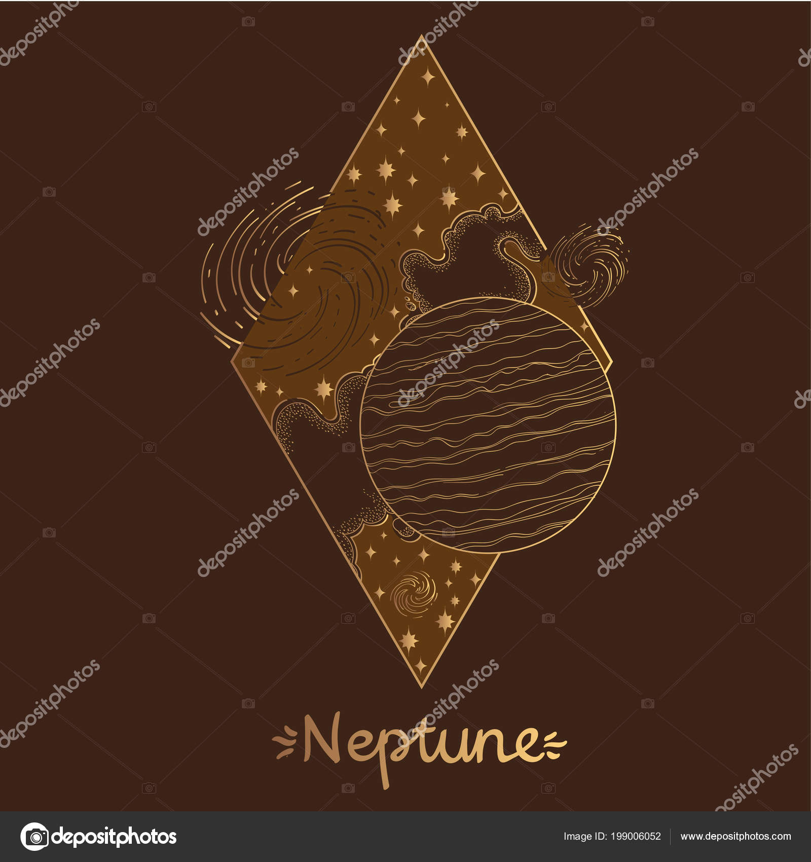 Landscape Neptune Planet Brown Background Stock Vector Image by ...