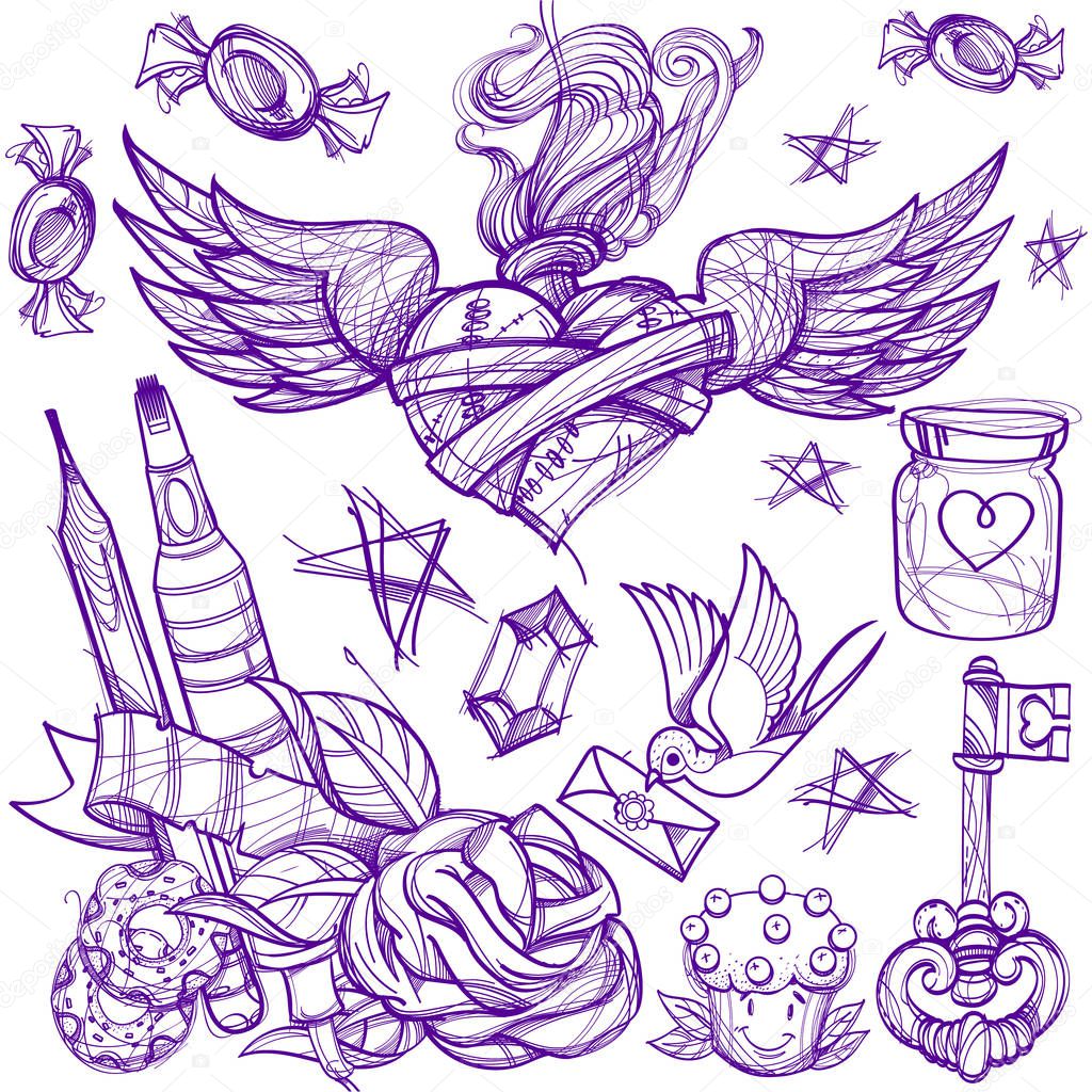 Dibujos Animados Vector Dibujado Mano Fondo Diseño Detallado Incoloro ...