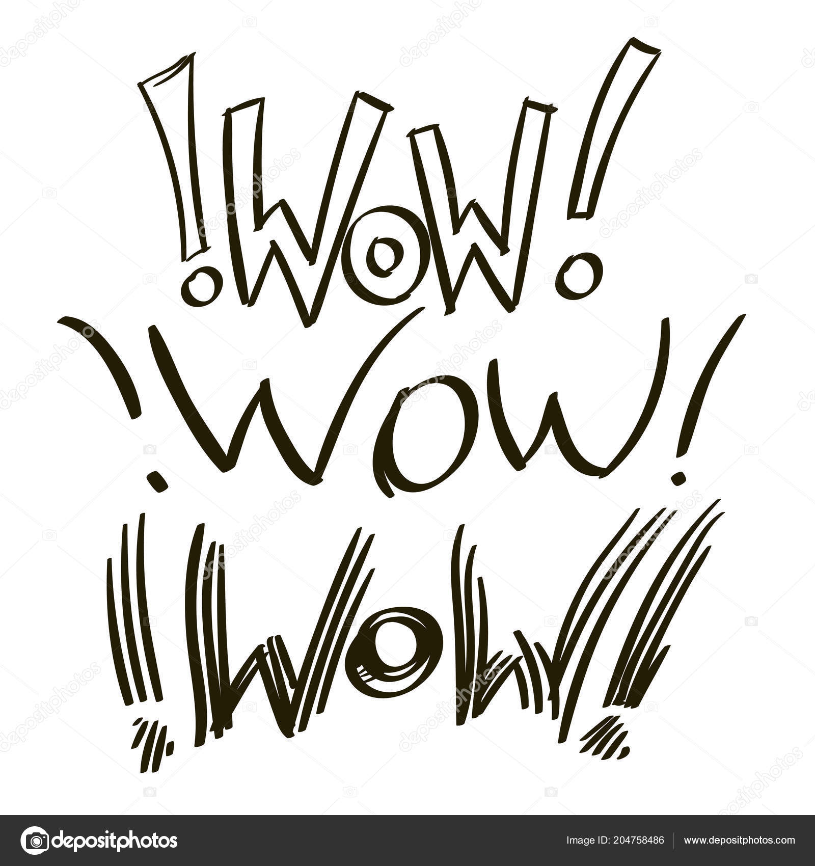 Wow Handwritten Inscriptions Isolated White Background Stock Vector ...