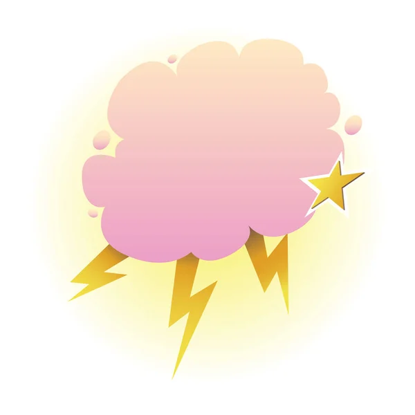 Speech Bubble Pink Cloud Lightnings Vector Illustration Blue Violet ...