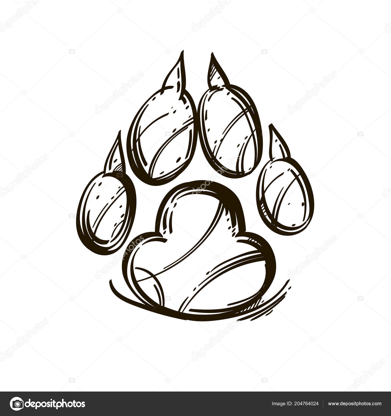 Wolfs Paw Print White Background Stock Vector Image by ©filkusto #204764024