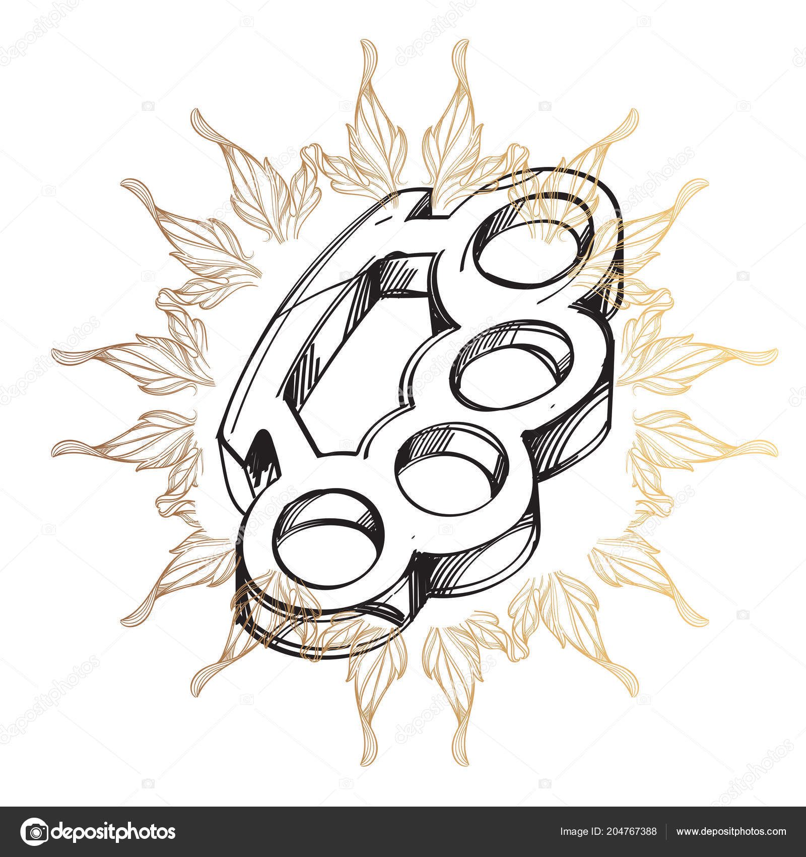 Brass Knuckles Drawing Tattoo