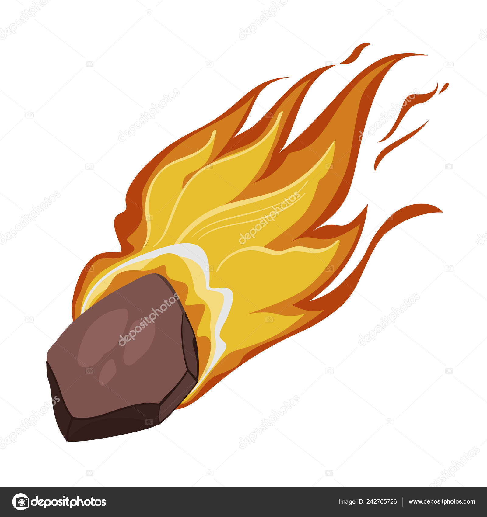 Burning Falling Meteorite Cartoon Style Vector Illustration Isolated ...