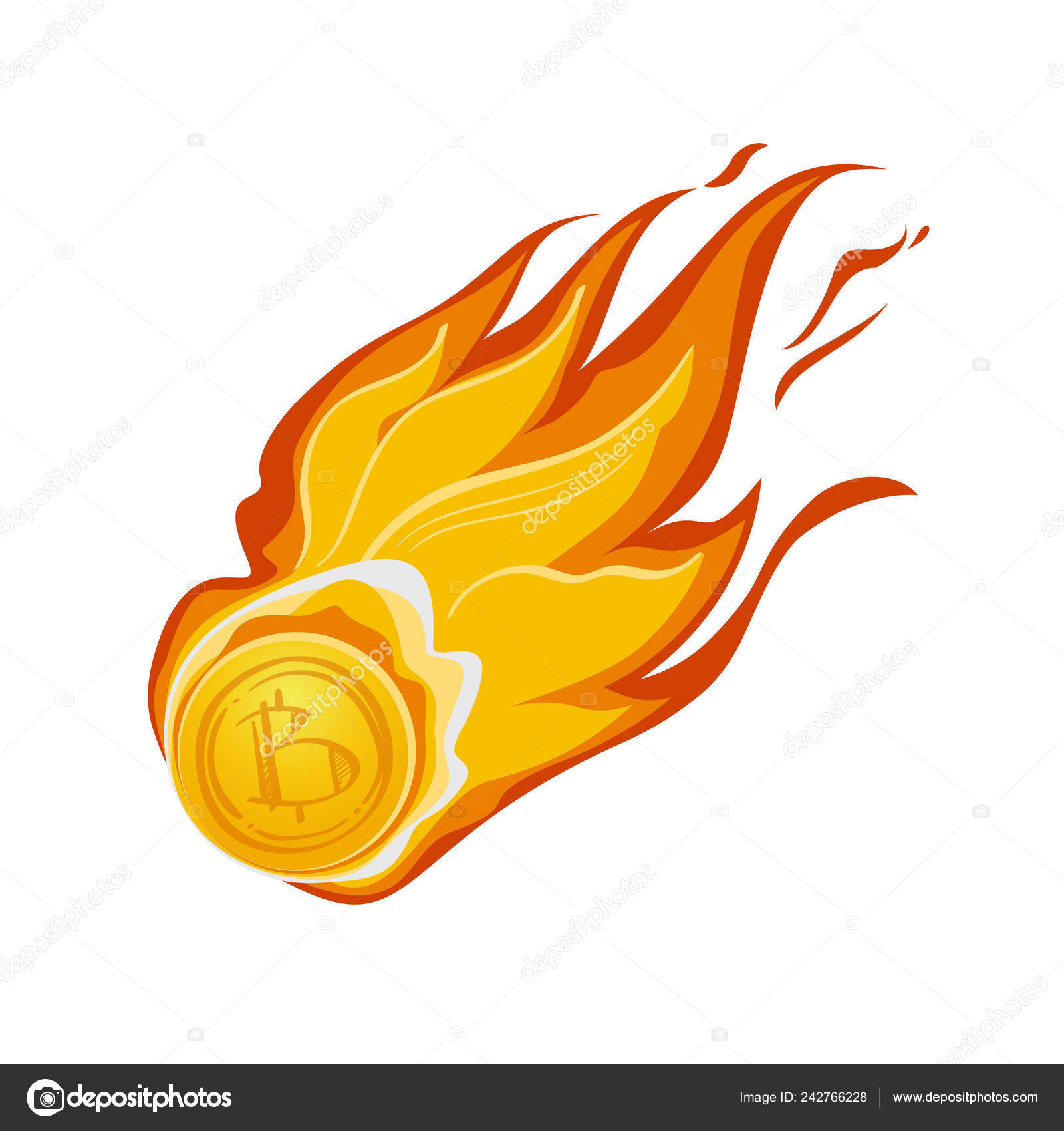 Bitcoin Cryptocurrency Depicted Flying Fiery Meteorite Tongues Flame ...