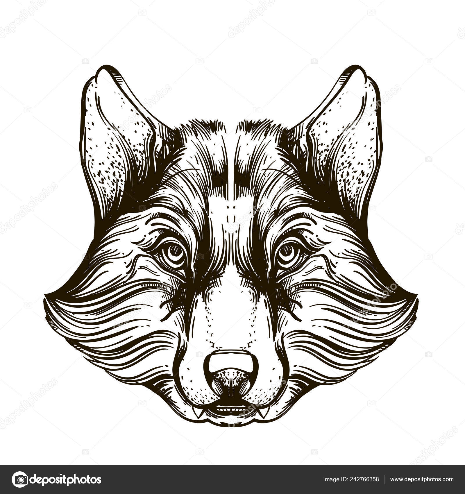 Wolf Face Outline Wolf's Head Outline Vector Illustration Isolated
