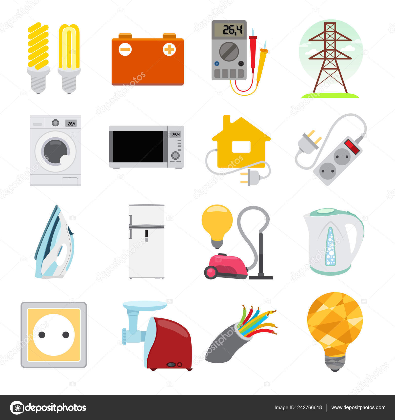 Electricity Elements Infographics Set Icons Theme Energy Resources ...