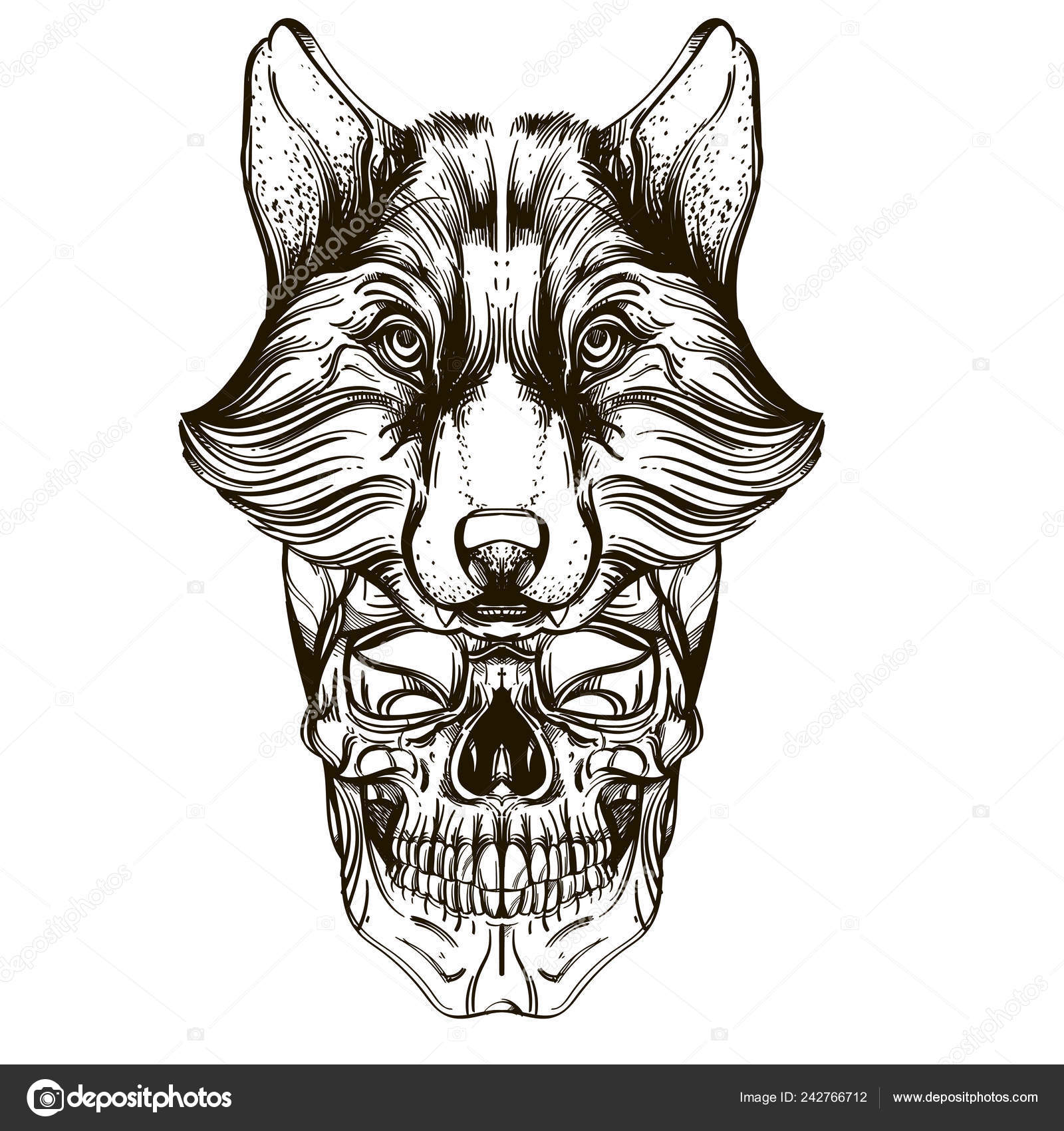 Wolf Skeleton Tattoo