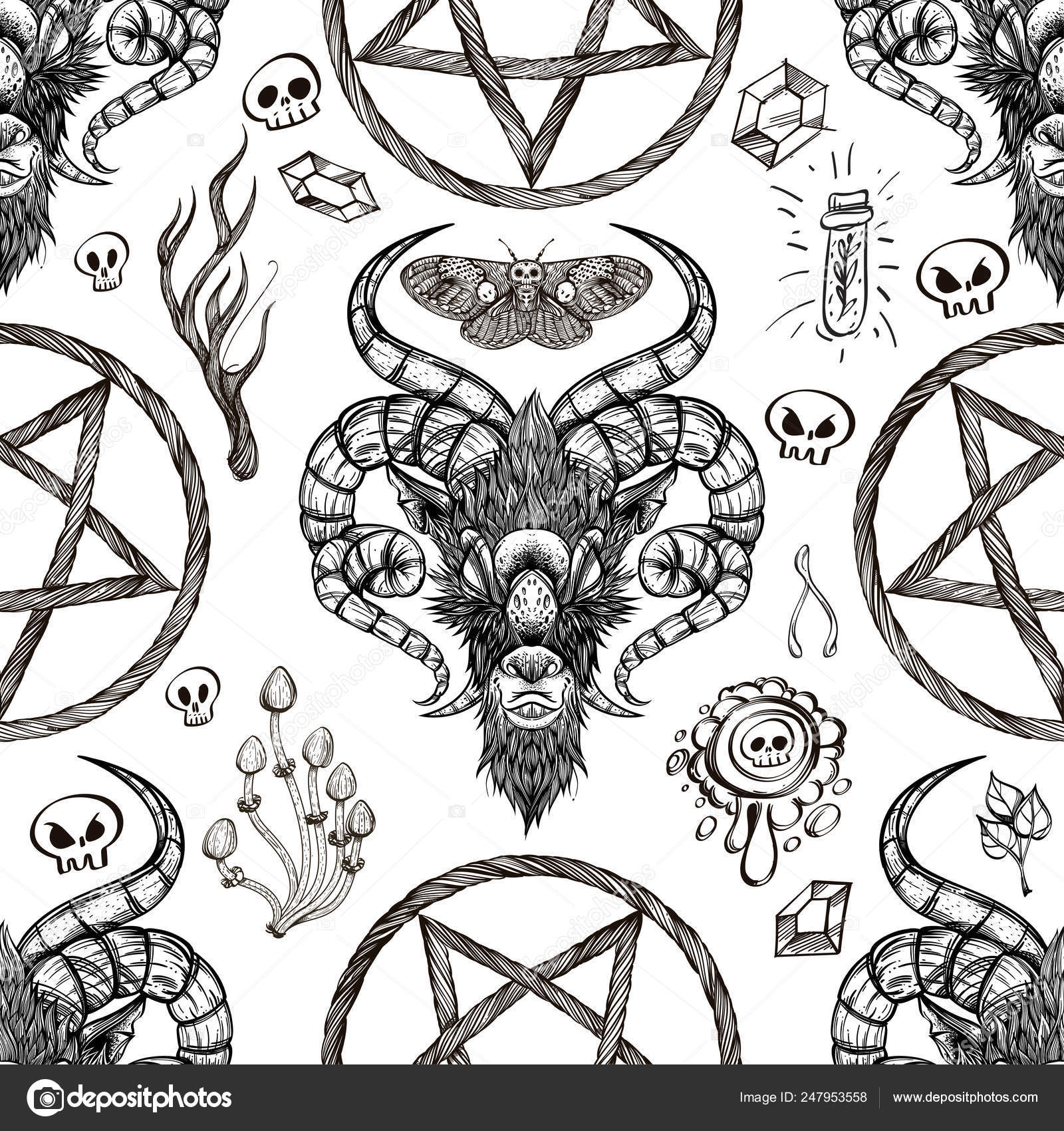 Black magic. Seamless pattern for wrapping paper, wallpaper, fab Stock ...