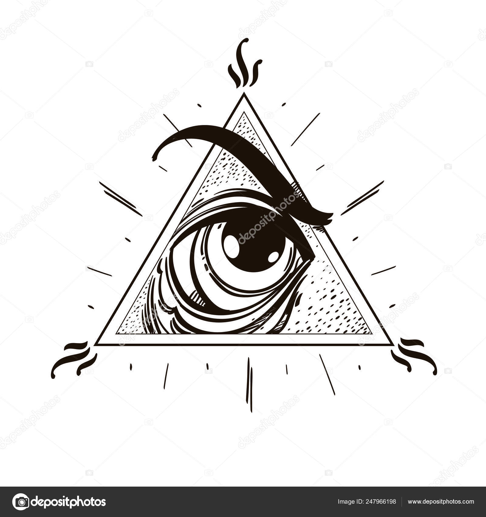 All Seeing Eye Eye Providence Outline Vector Illustration Isolated ...