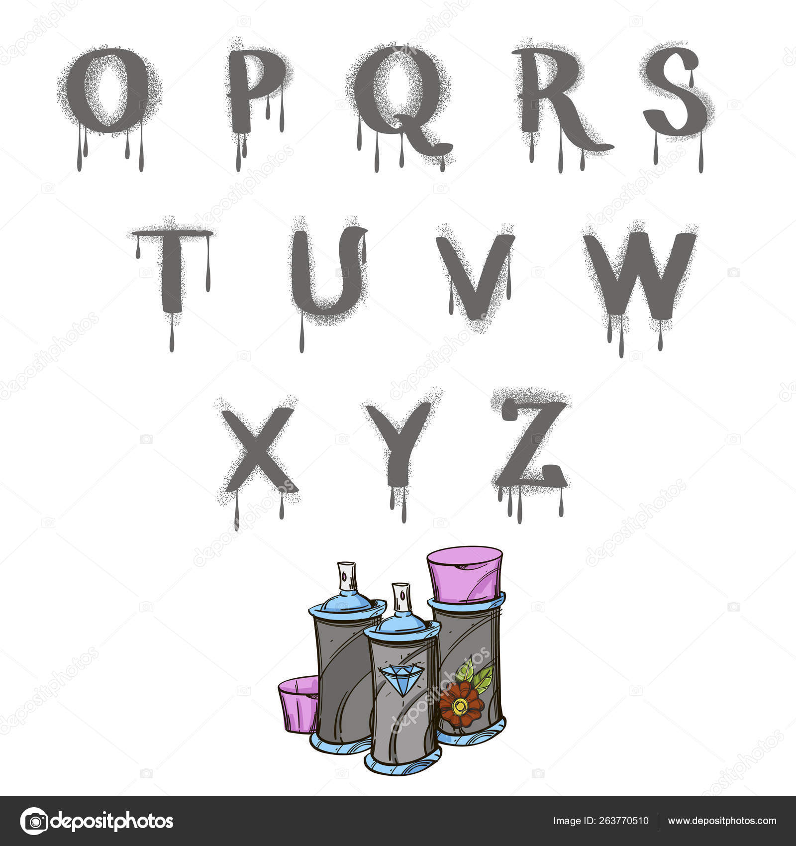 Graffiti vector alphabet, font isolated on white background. Stock ...