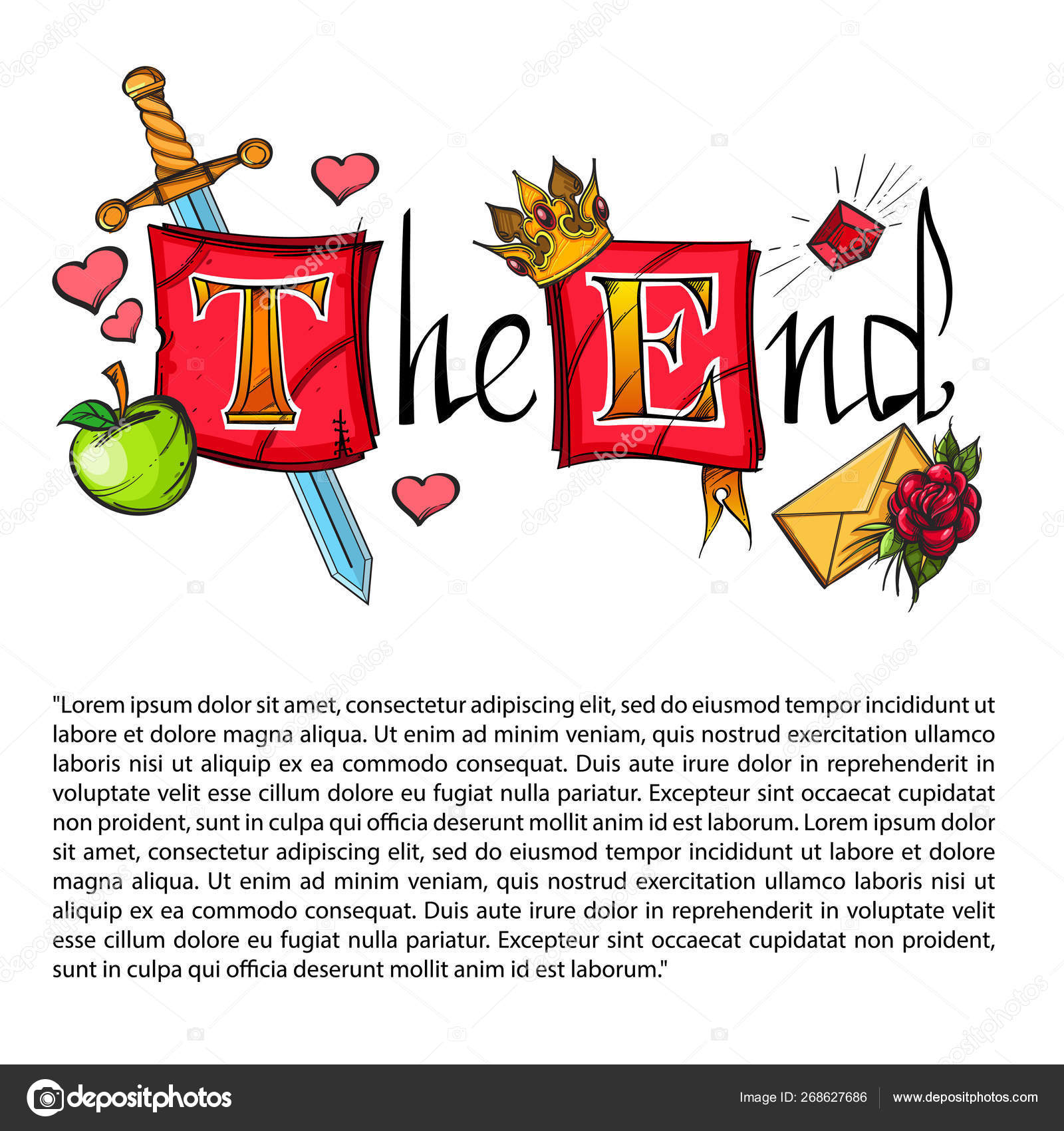 La inscripción "El Fin" en un estilo fabuloso. Adecuado para regi ...