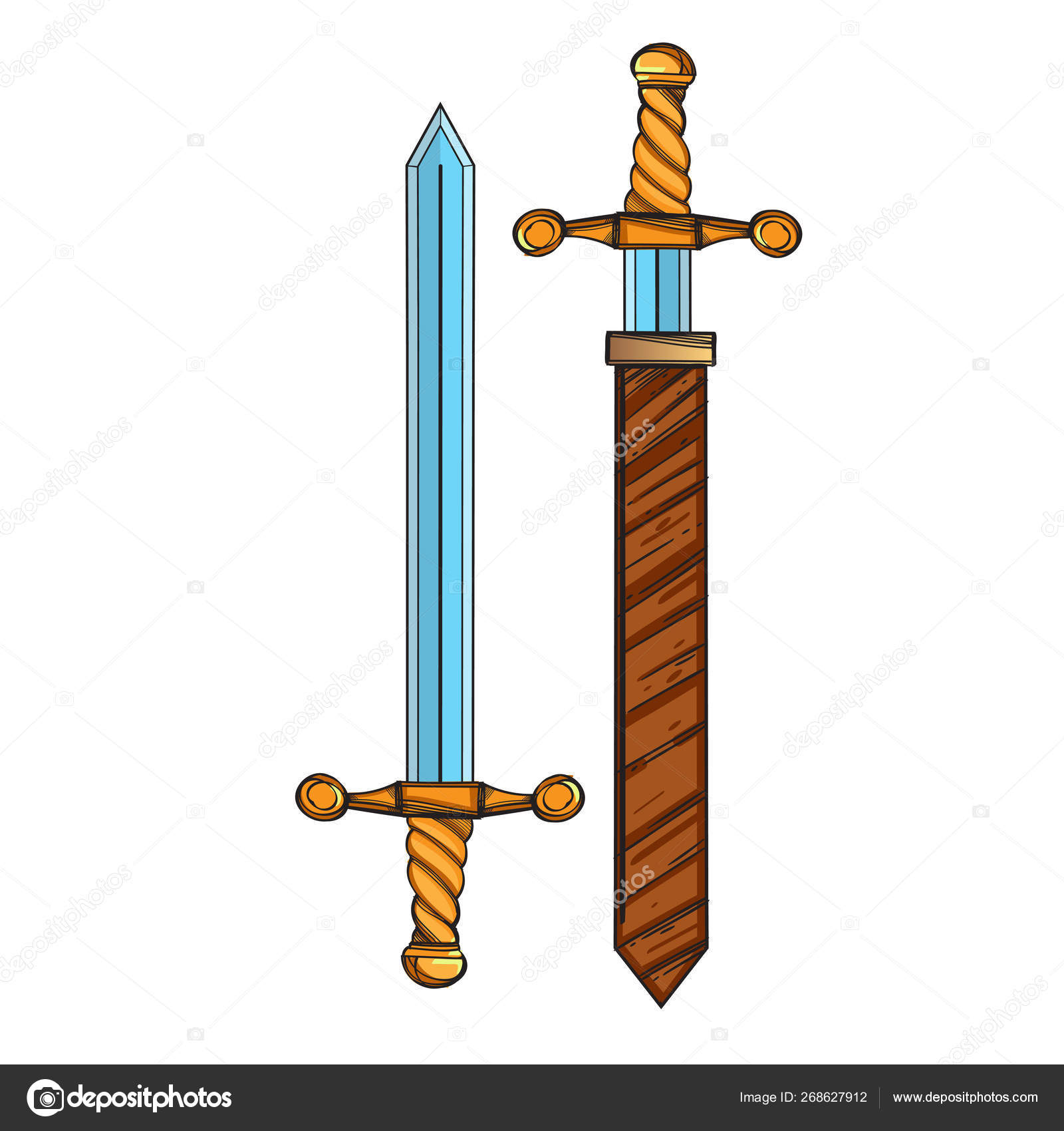 Swords and scabbard. Fairy Tale Graphic Vector Elements. Stock Vector ...
