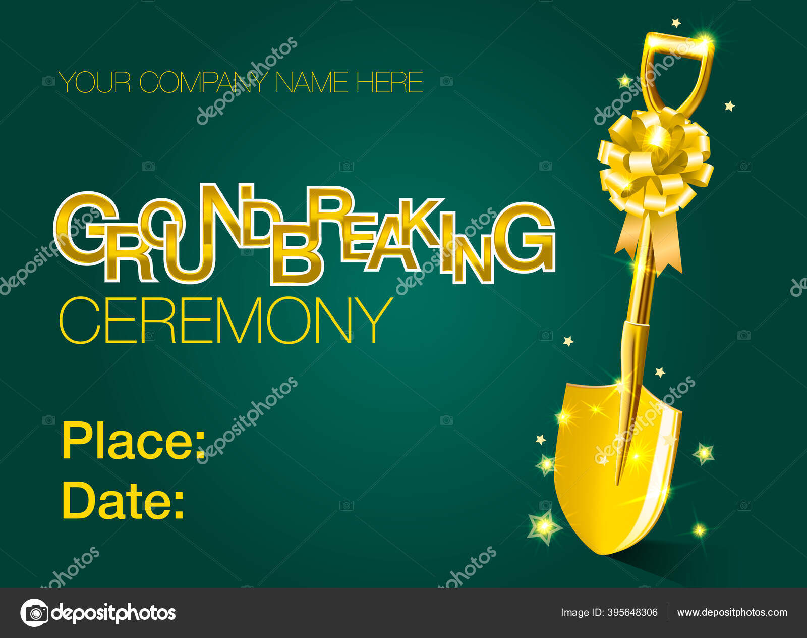 Groundbreaking Ceremony Banner Golden Shovel Decorated Ribbon Bow ...