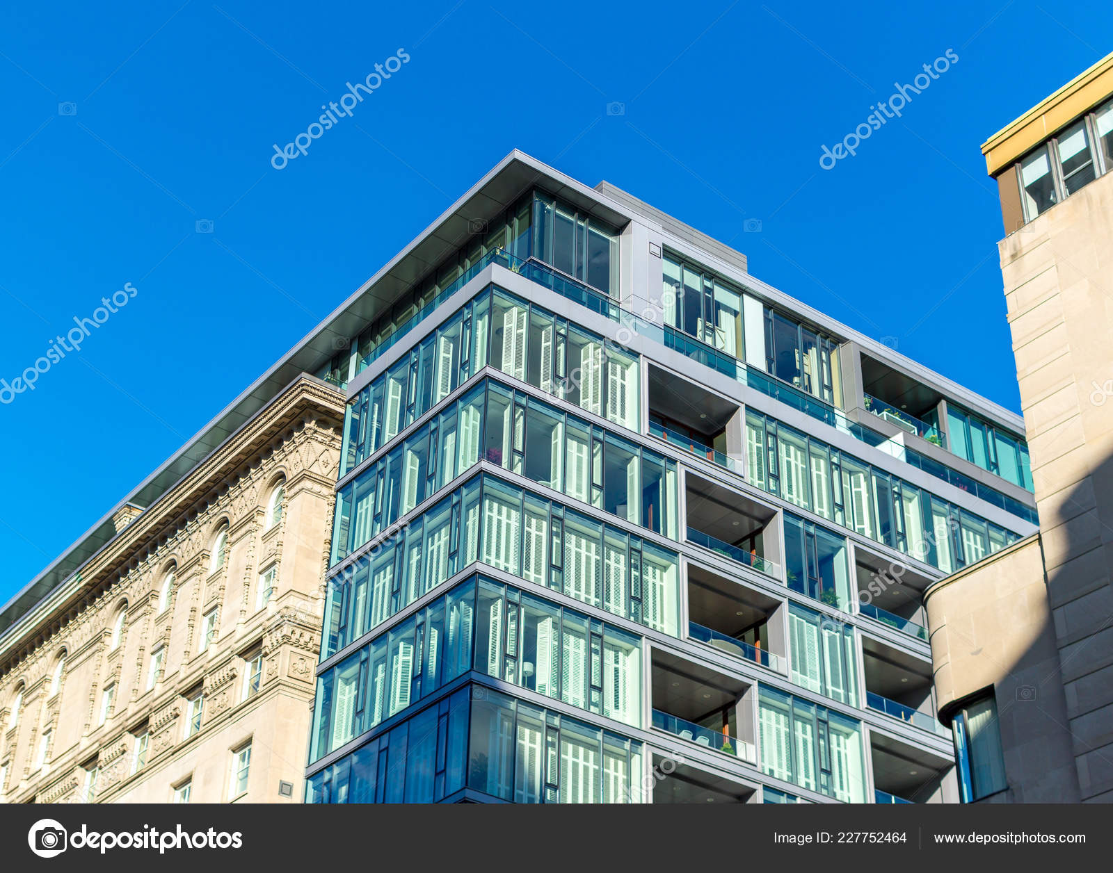 Modern Condo Buildings Huge Windows Montreal Downtown Canada Stock ...