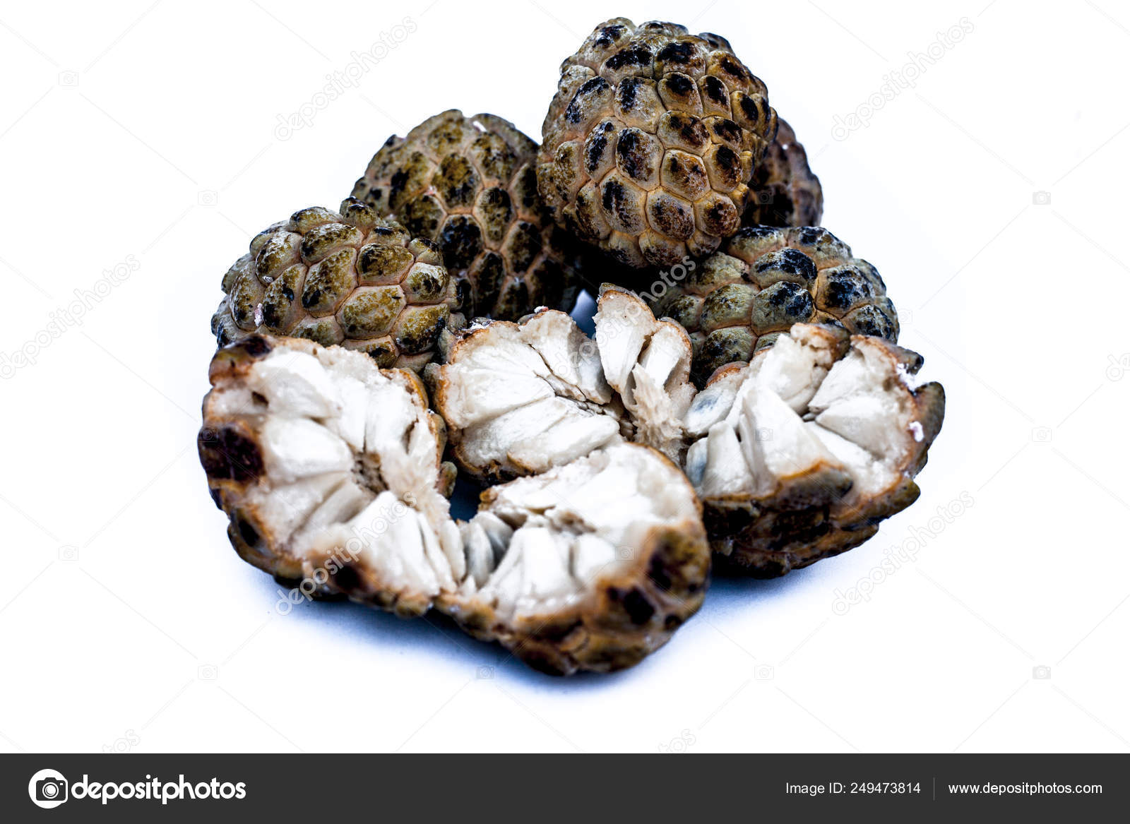 Close Raw Organic Sitaphal Sugar Apple Custard Apple Isolated White ...