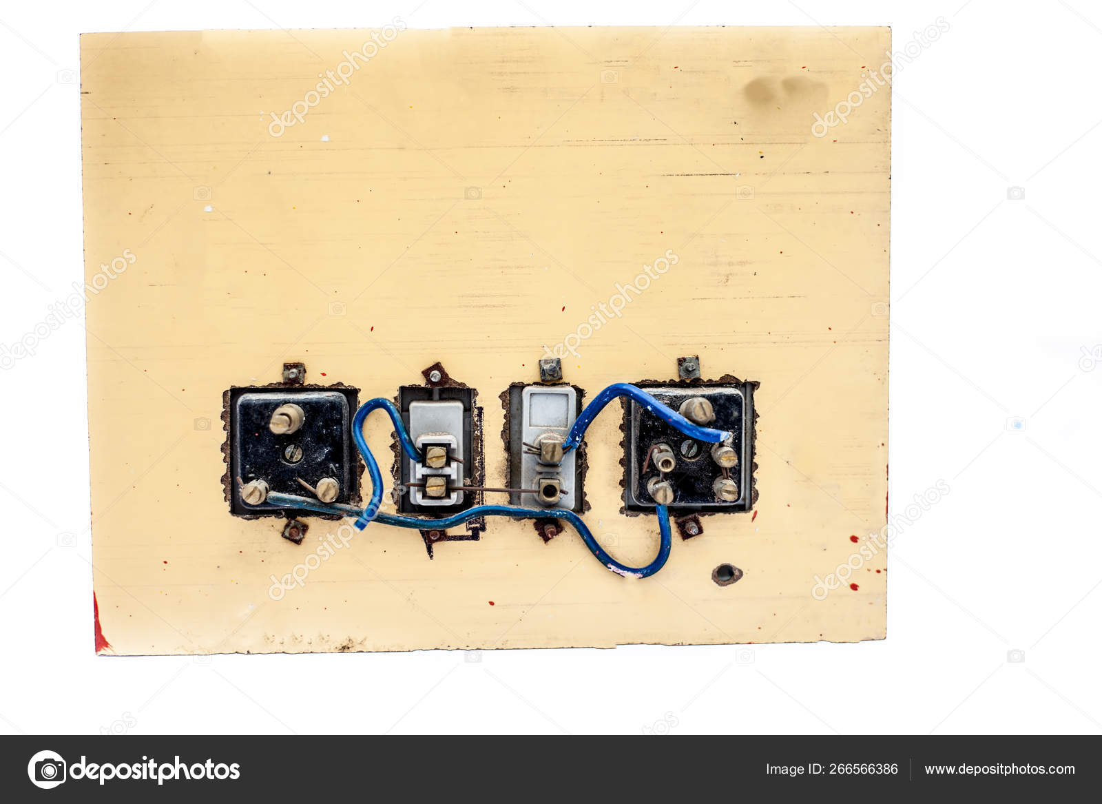 Close Blue White Colored Switch Board Electric Switchboard Isolated ...